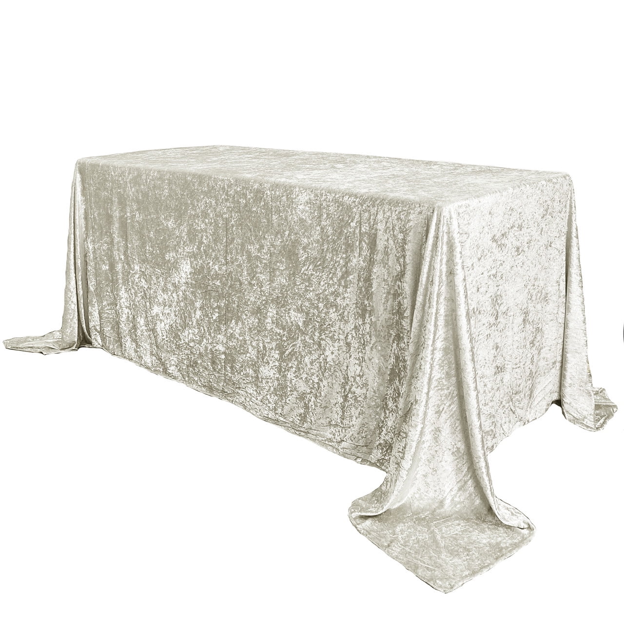 Your Chair Covers - 90 x 132 Inch Rect. Crushed Velvet Tablecloth Ivory ...
