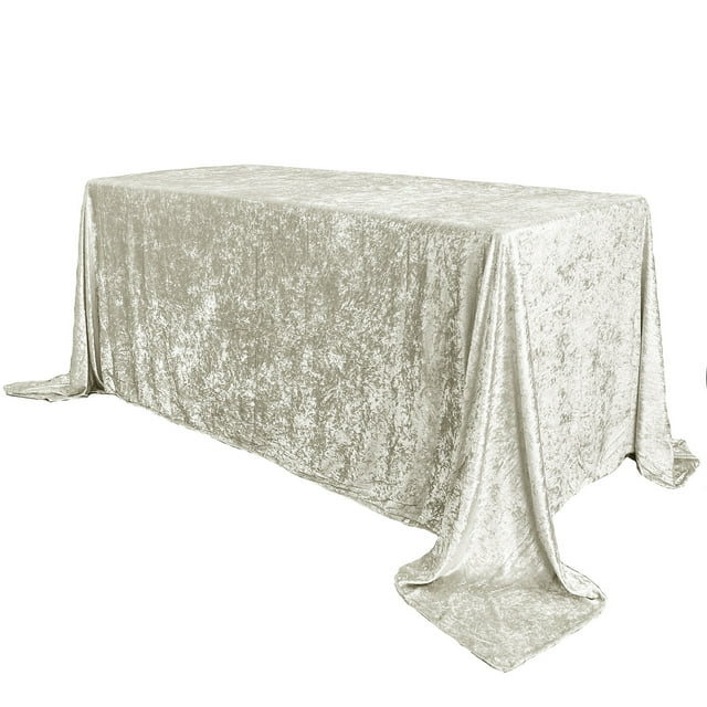 Your Chair Covers - 90 x 132 Inch Rect. Crushed Velvet Tablecloth Ivory ...