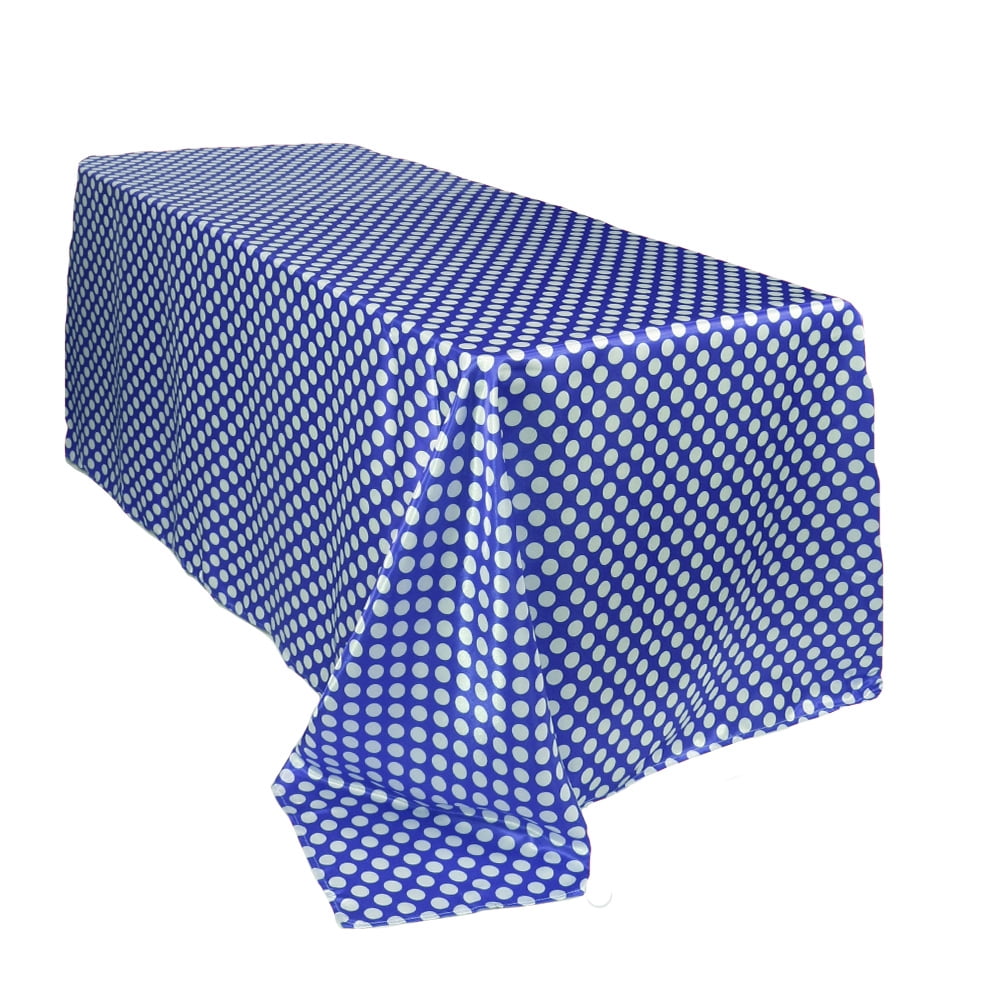 Your Chair Covers - 90 x 156 inch Rectangular Royal Blue/White Polka ...