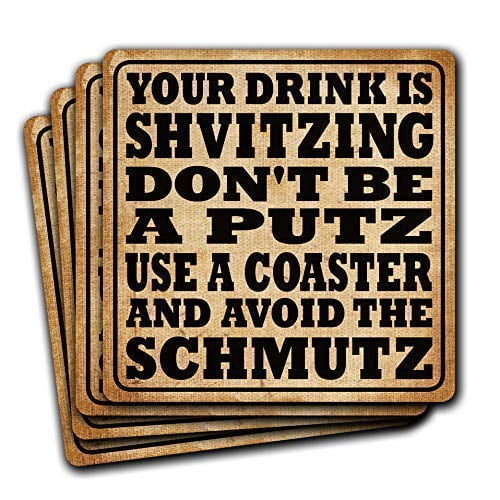 Your Drink Is Shvitzing Yiddish Coaster Gift Set - Walmart.com