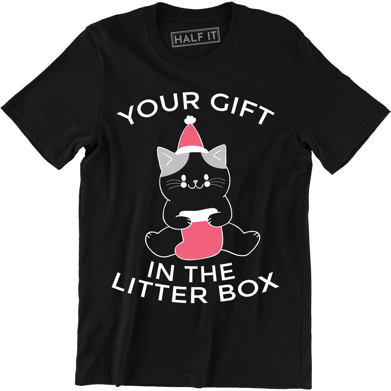 Your Gift In The Litter Box Little Cute Funny Cat Christmas Men T-Shirt ...