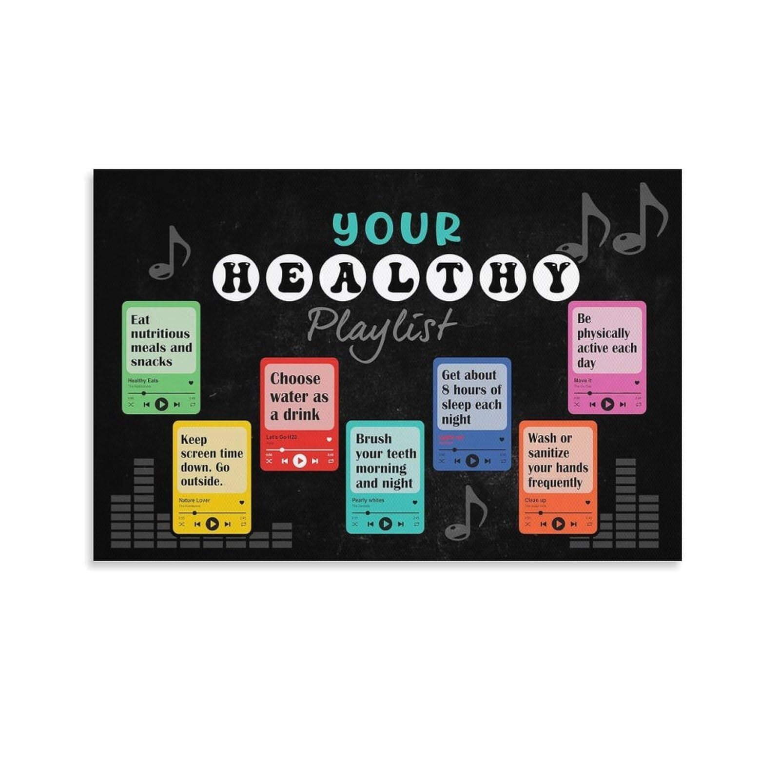 Your Healthy Playlist New Clinic Poster Health Office Wall Art for ...
