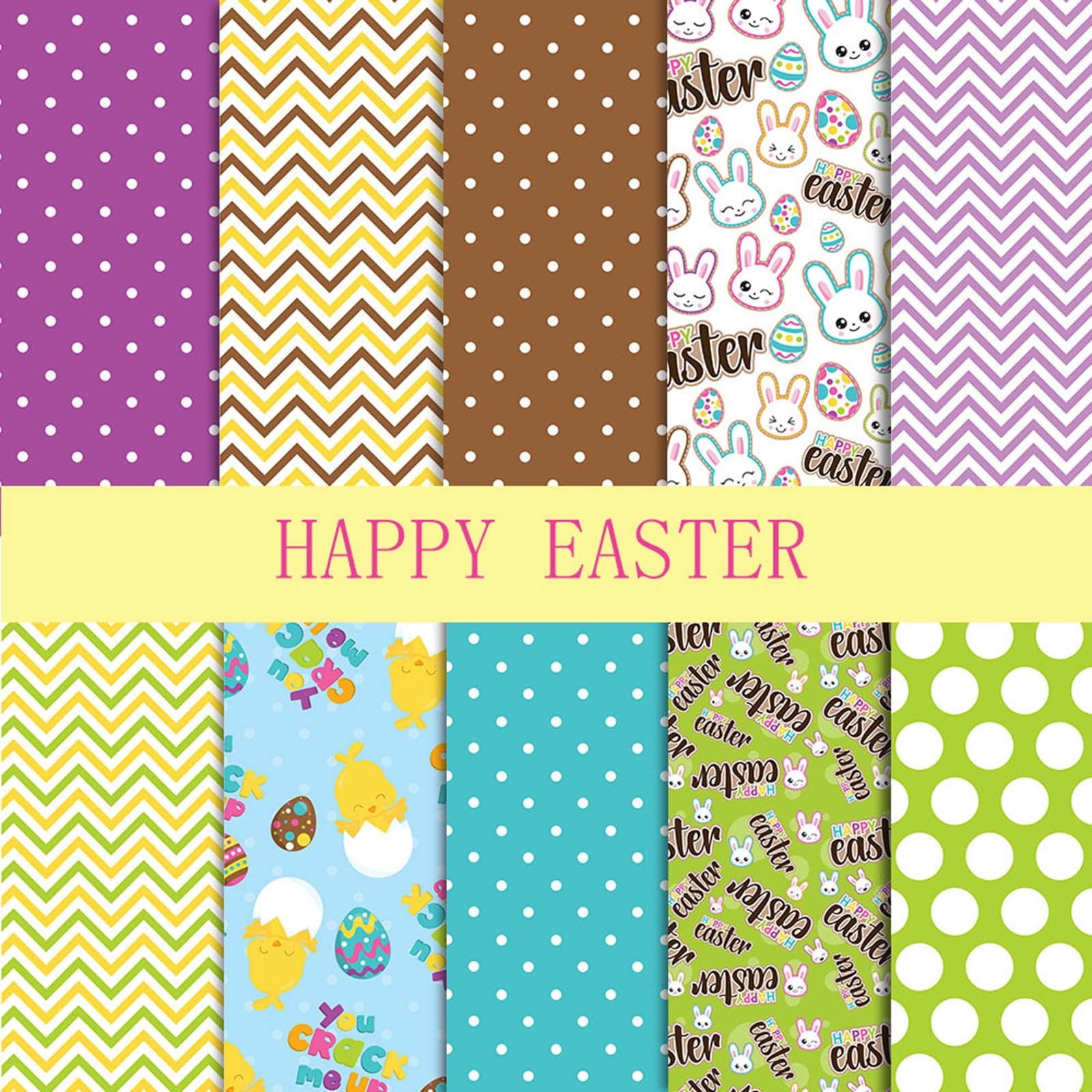 Your Holiday 10Pcs Diy Easter Fabric Egg Rabbit Print Square Decorative ...