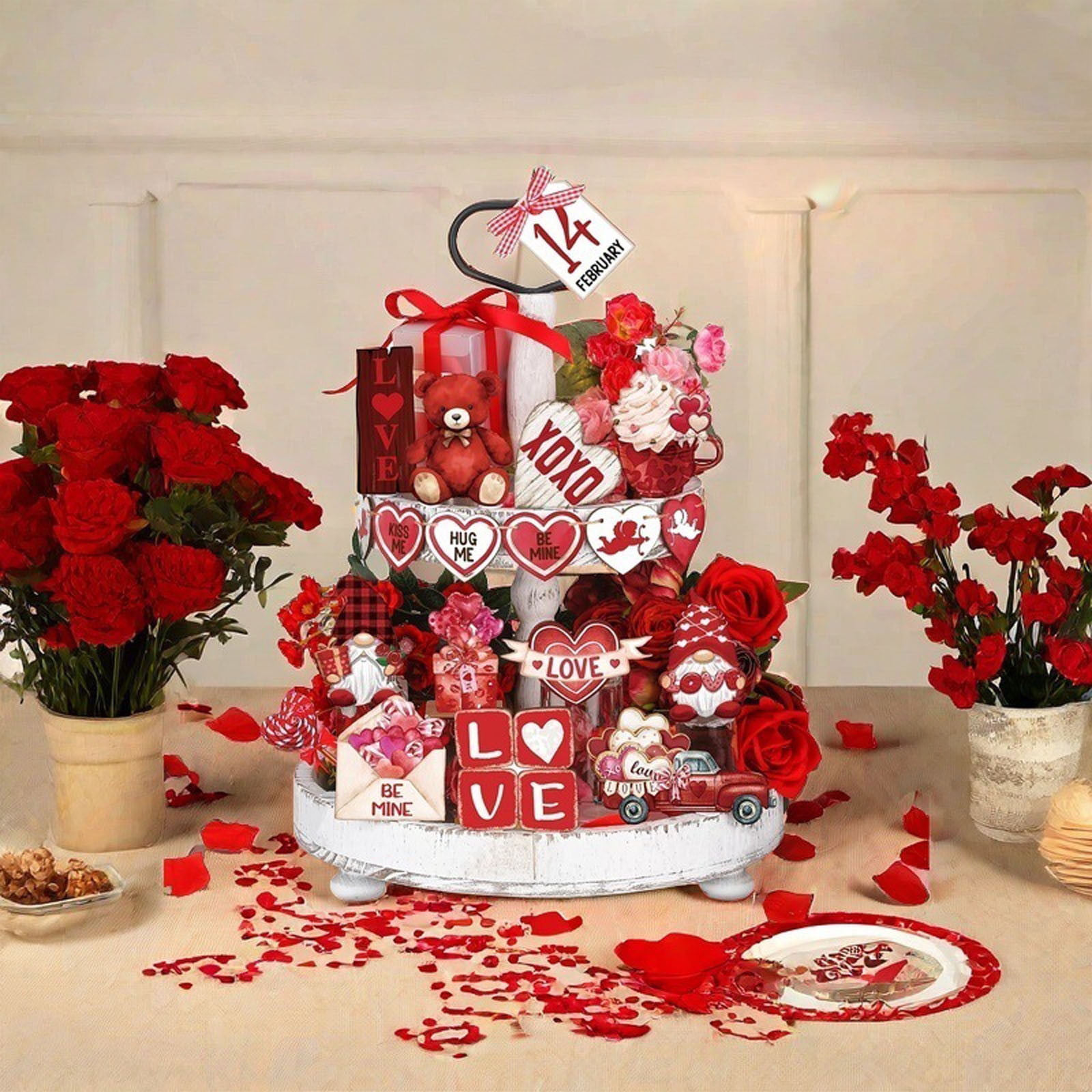 Your Holiday 27PC Valentines Day Tiered Tray Decor, Valentines Day ...
