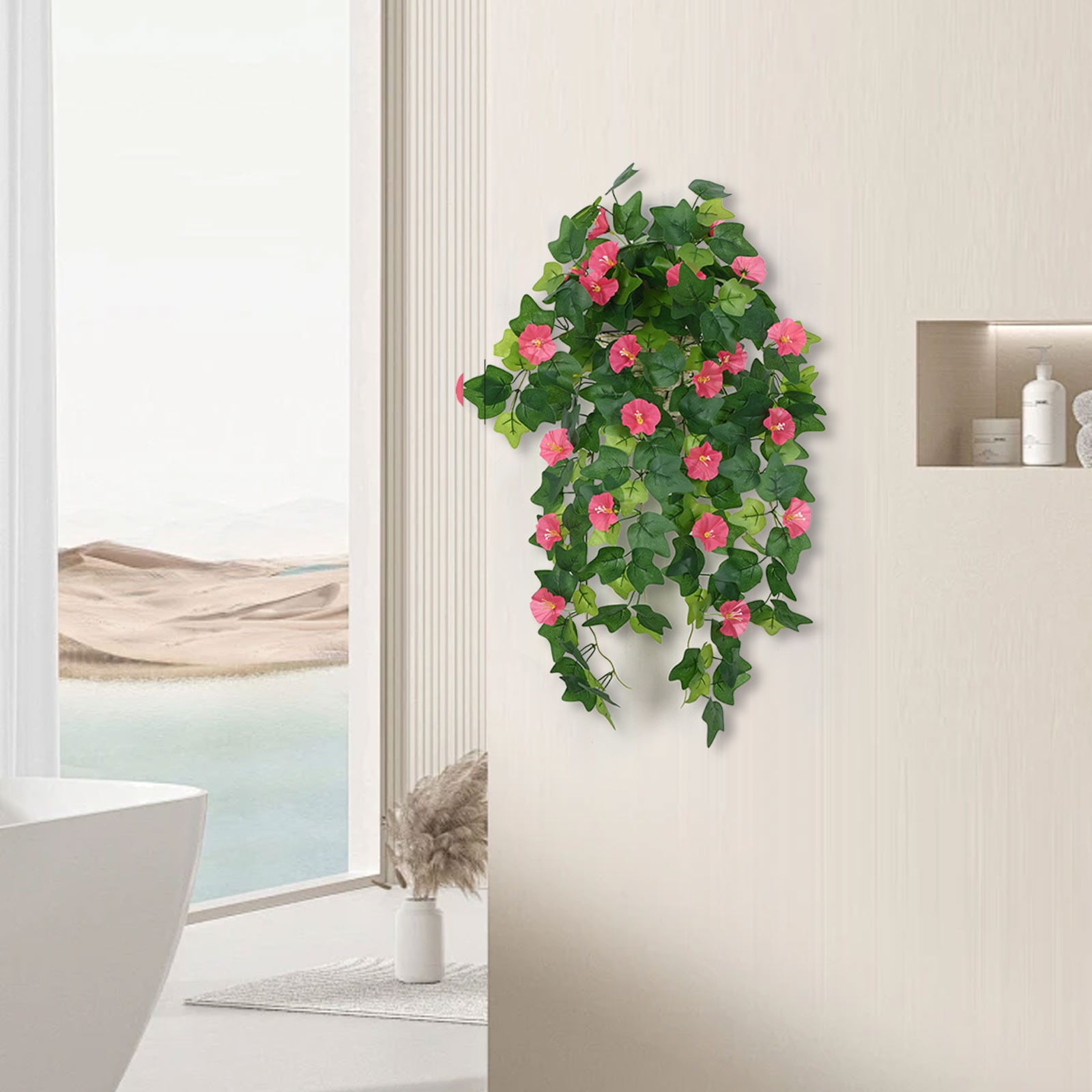 Your Holiday Artificial Pothos Potted Purple Silk Petunia Flowers Faux ...