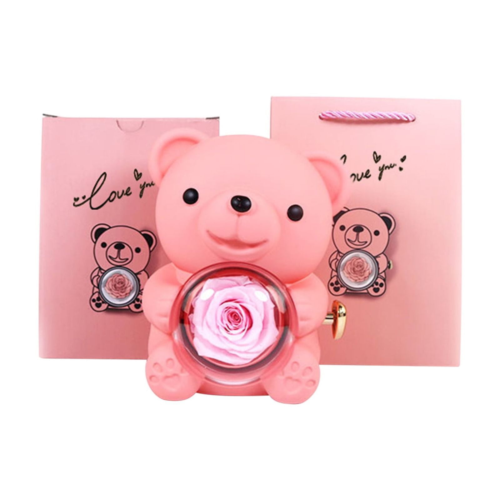 Your Holiday Cute Teddy Bear with Preserved Rose - A Real Rose Flower ...