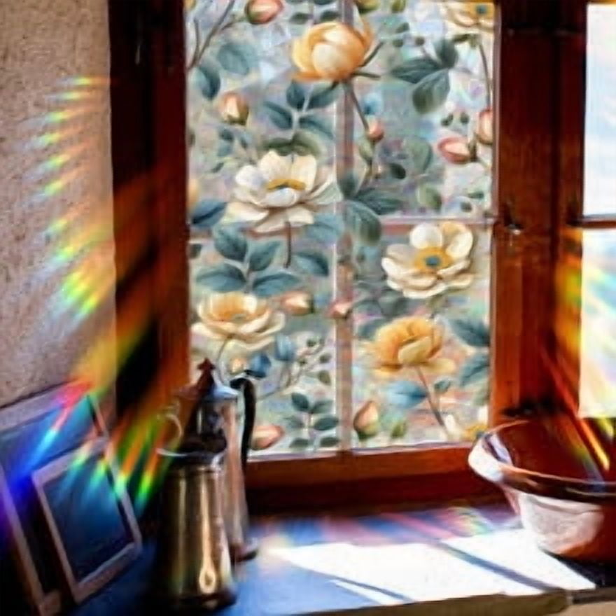 Your Holiday Double Sided Window Stickers Flower Buds Green Leaves ...