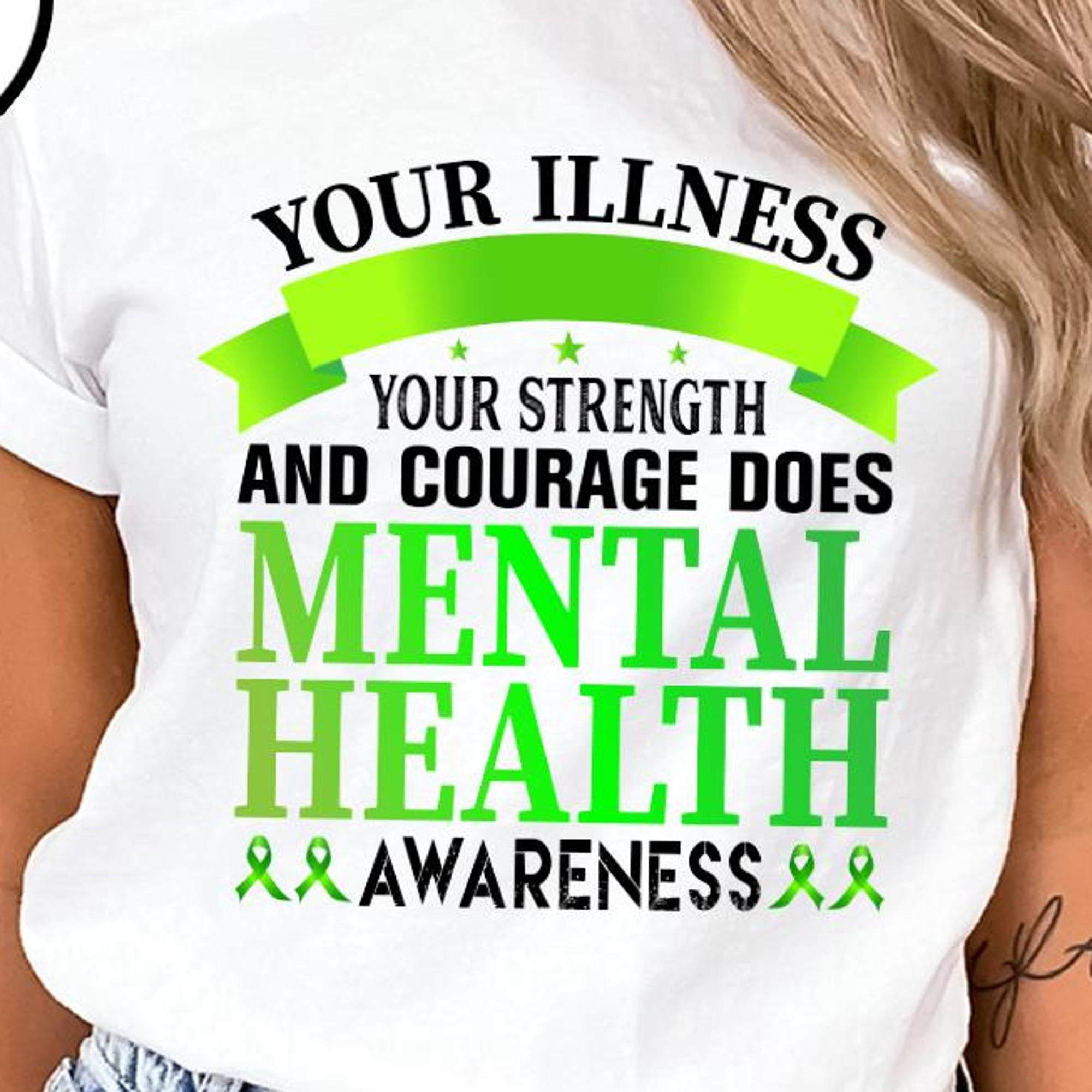 Your Illness Does Not Define You Mental Health Awareness Green Ribbon ...