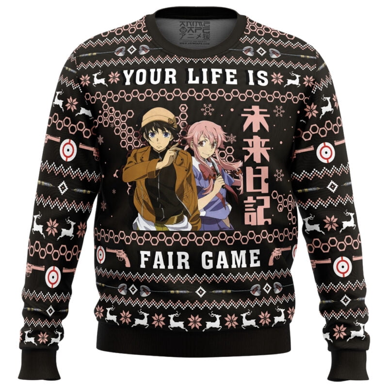 Your Life is Fair Game Future Diary Ugly Christmas Sweater - Walmart.com
