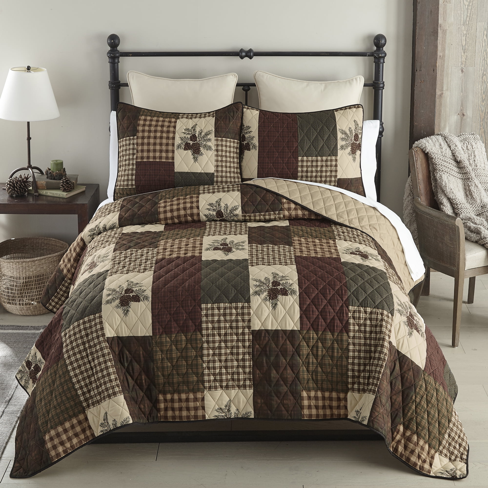 Your Lifestyle by Donna Sharp Pine Panels 3PC Queen Rustic Quilt Set ...