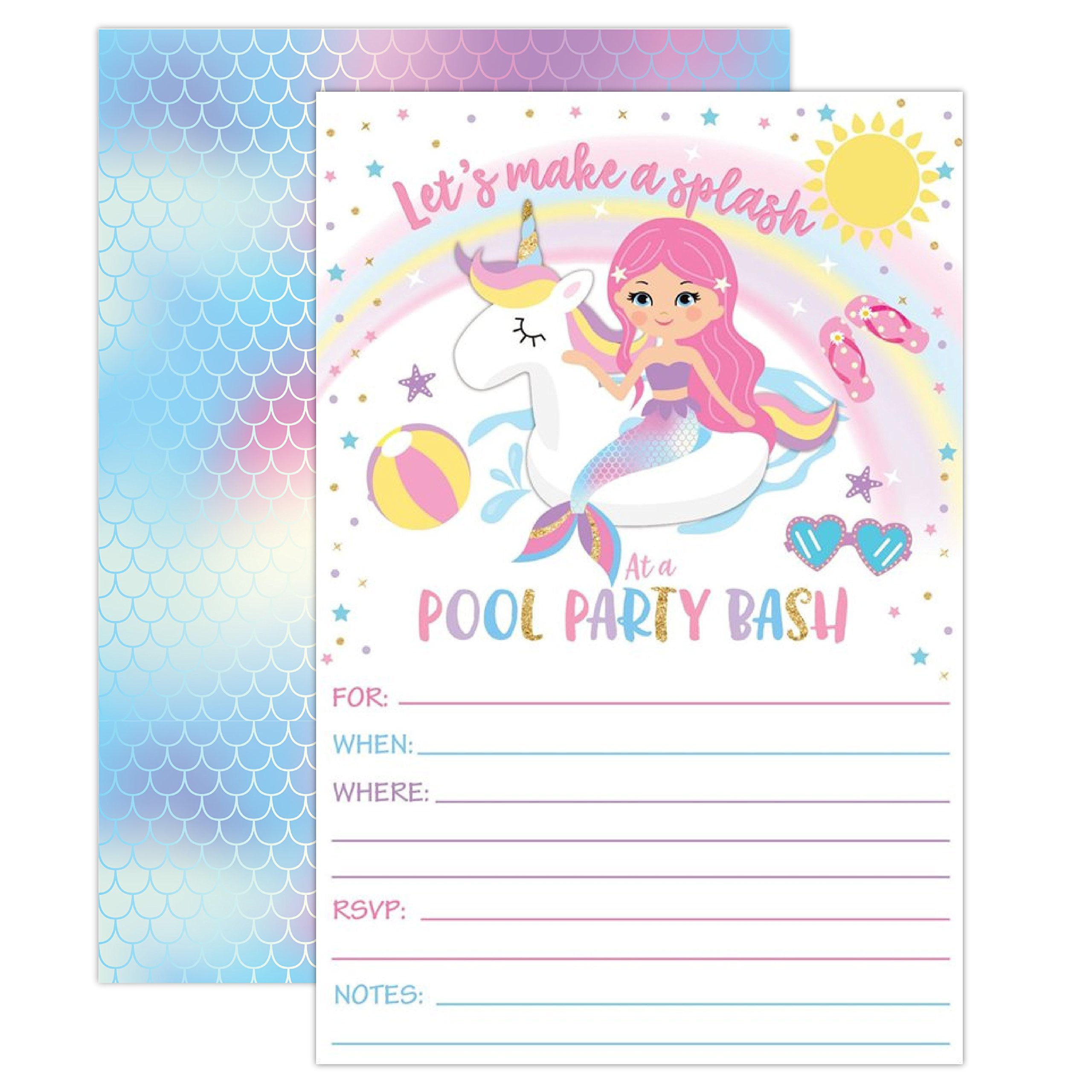 Your Main Event Prints ZS23 Mermaid Unicorn Pool Party Birthday ...