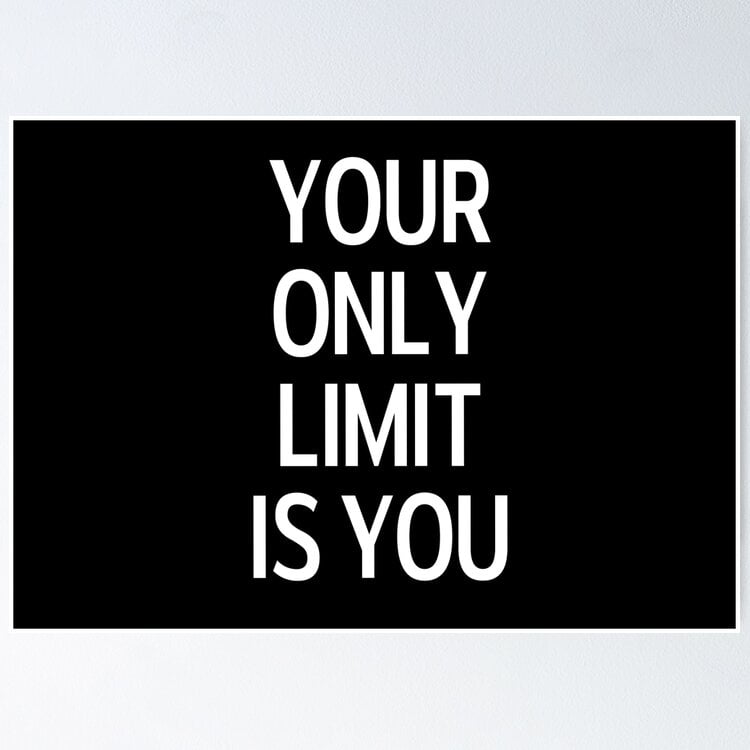 Your Only Limit Is You Gym Workout Home Motivational Quote Poster ...