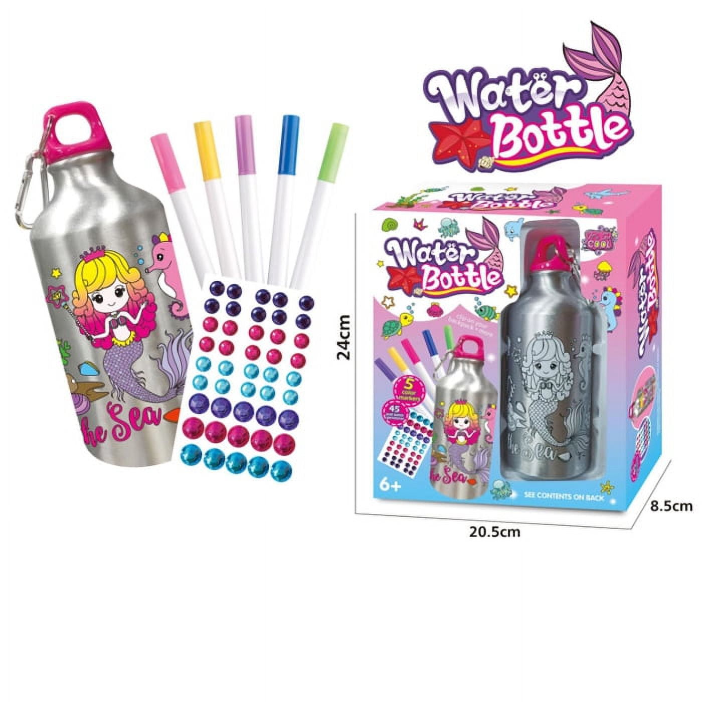 Your Own Water Bottle Kits for Girls Age 4-12,Mermaid Gem Diamond ...