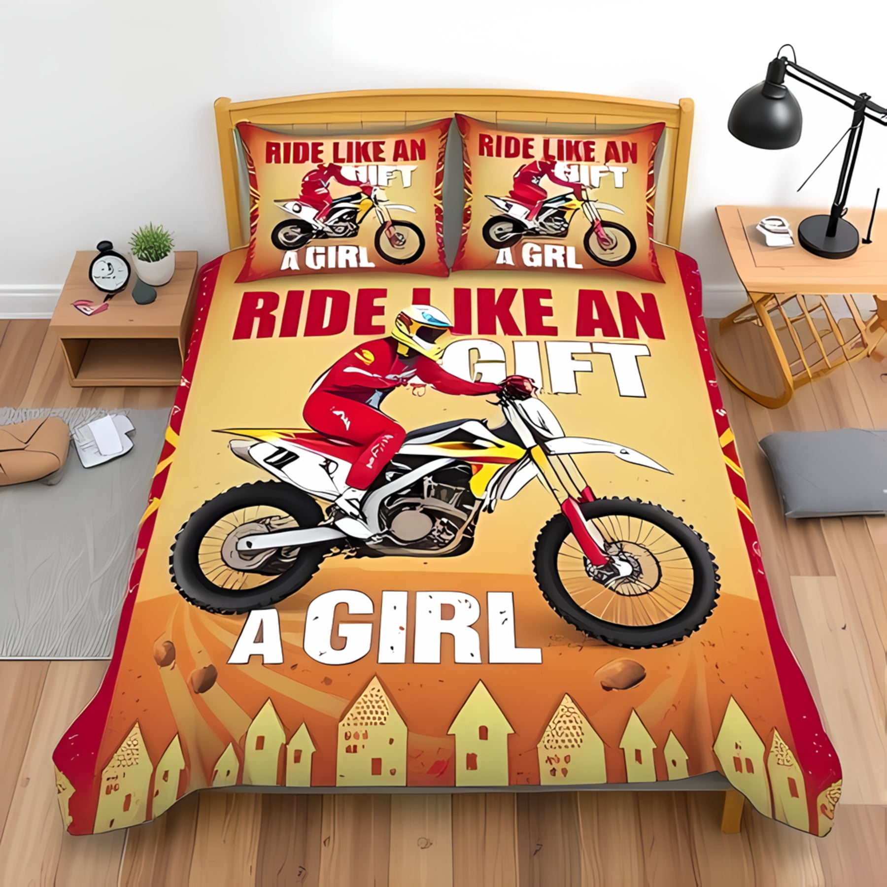 Your Space with Our 3-Piece Duvet Cover Set - Fierce Female Biker ...