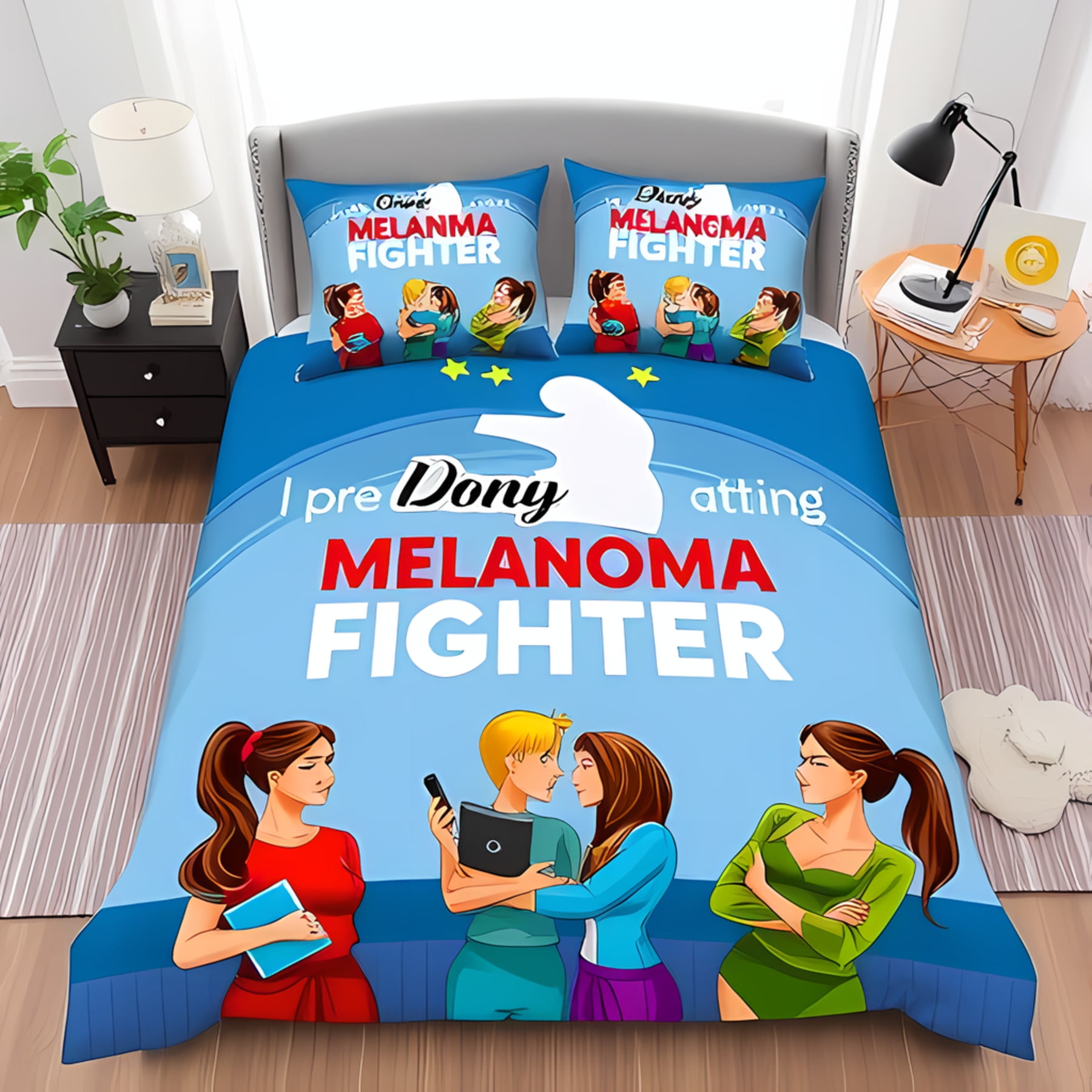 Your Space with Our 3-Piece Duvet Cover Set - "Melanoma Fighter" Design ...