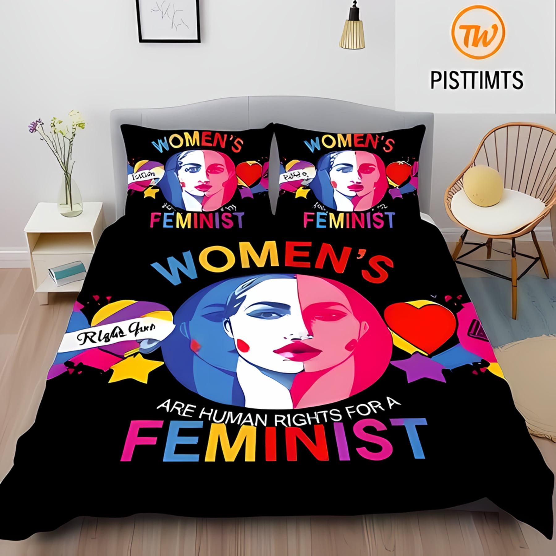 Your Space with Our 3-Piece Feminist Duvet Cover Set - "WOMEN'S RIGHTS ...
