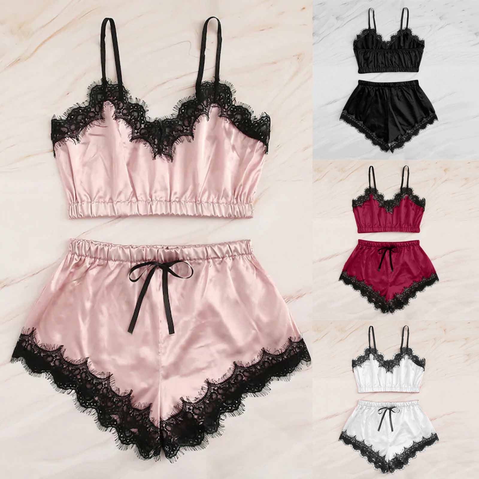 Your-Sty Women Casual 2 Piece Pajama Set Ruffle Trim Cami Top and ...