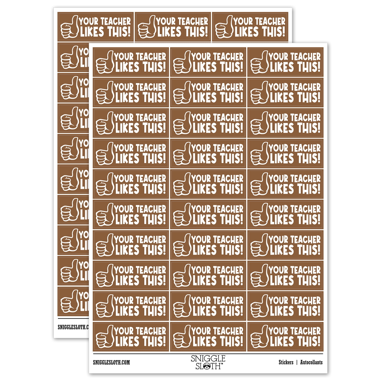 Your Teacher Likes This Thumbs Up Student School Sticker Set - Brown ...