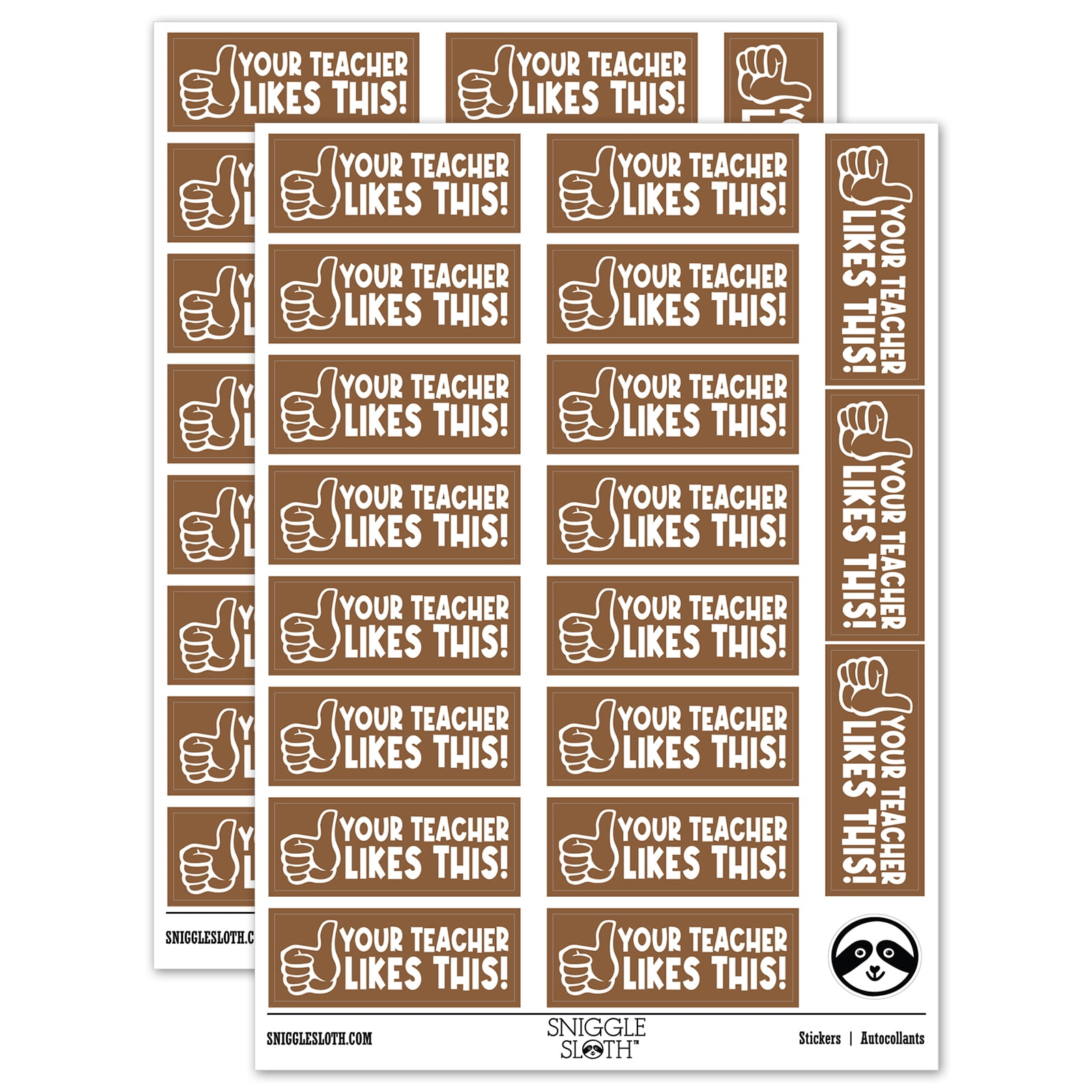 Your Teacher Likes This Thumbs Up Student School Sticker Set - Brown ...