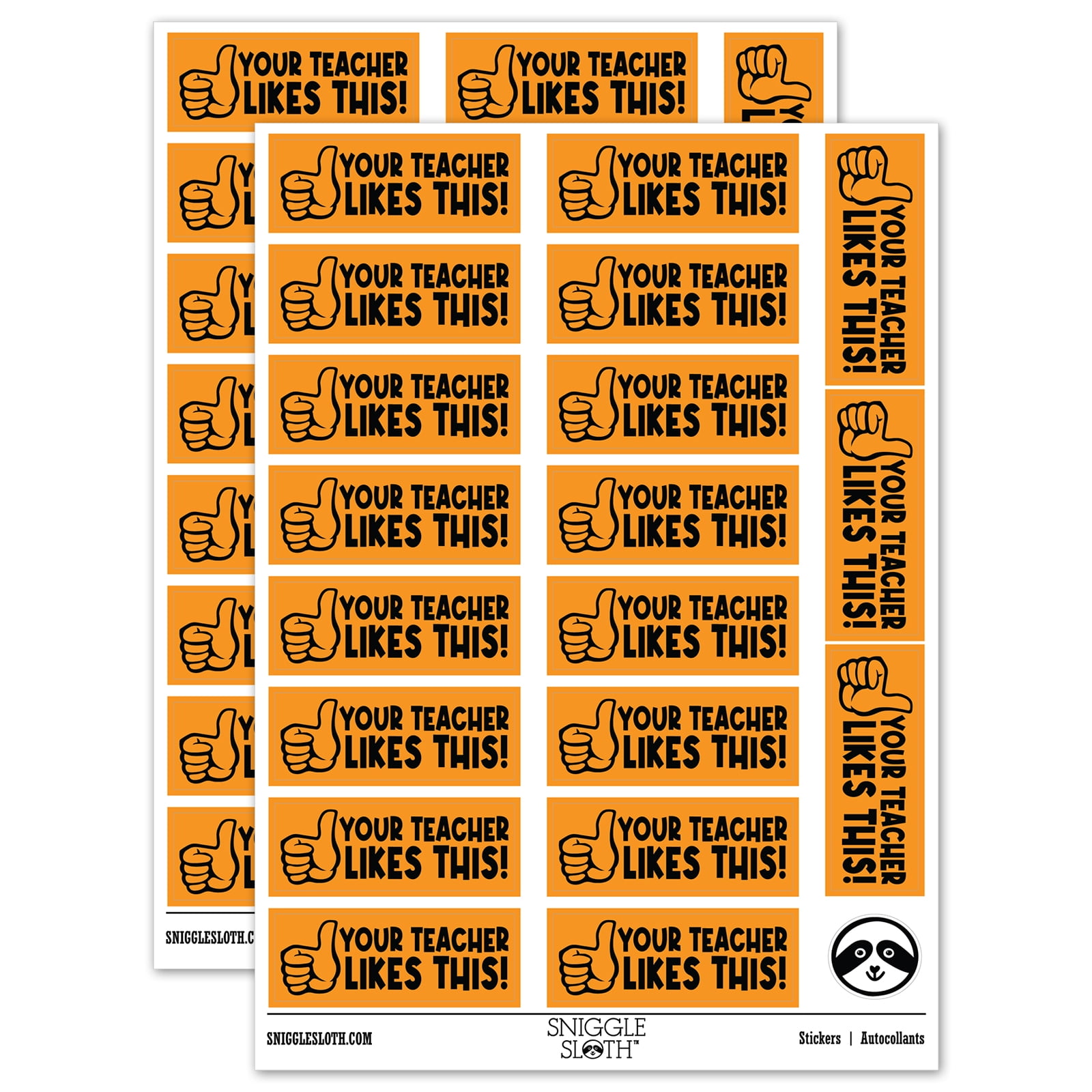Your Teacher Likes This Thumbs Up Student School Sticker Set - Orange ...