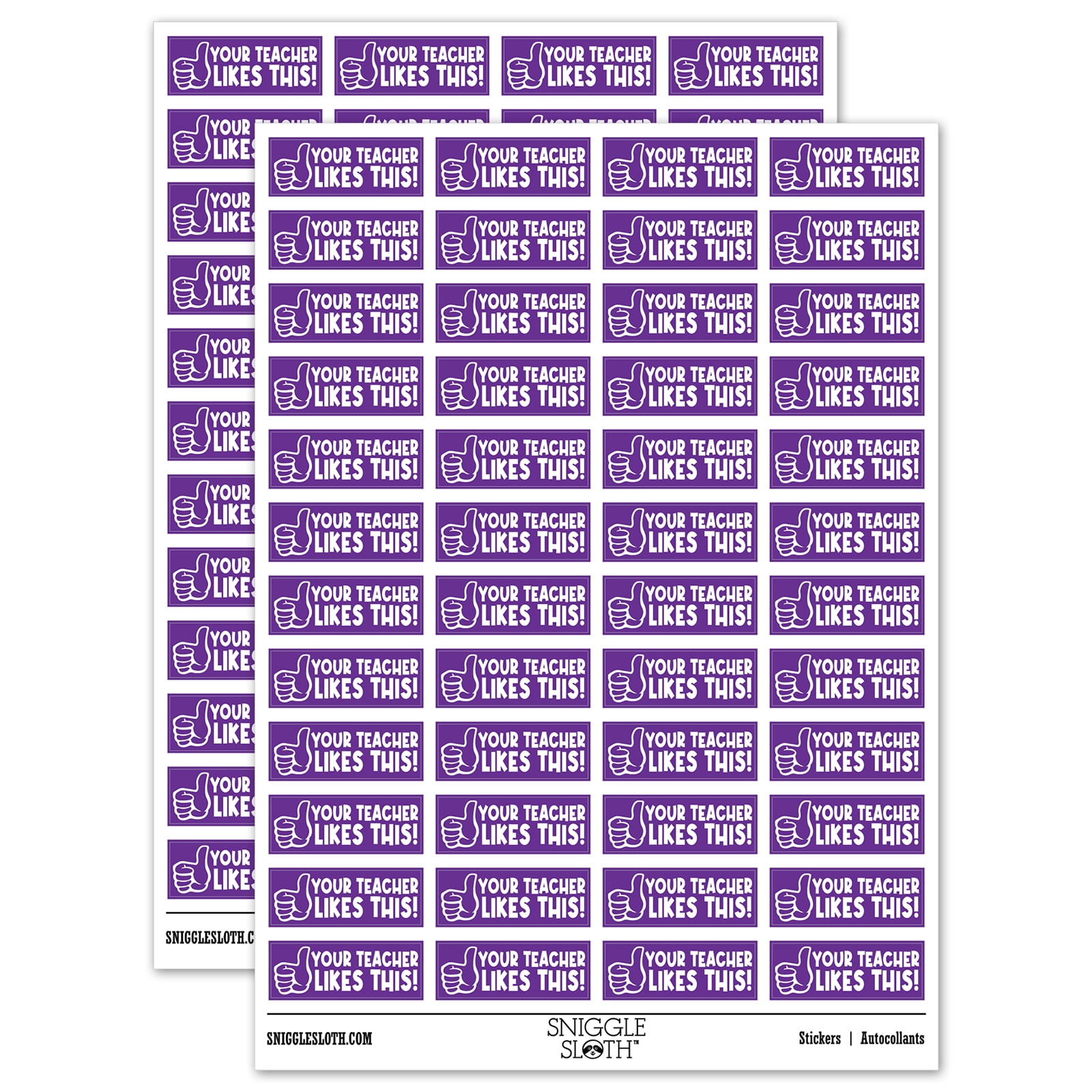 Your Teacher Likes This Thumbs Up Student School Sticker Set - Purple ...