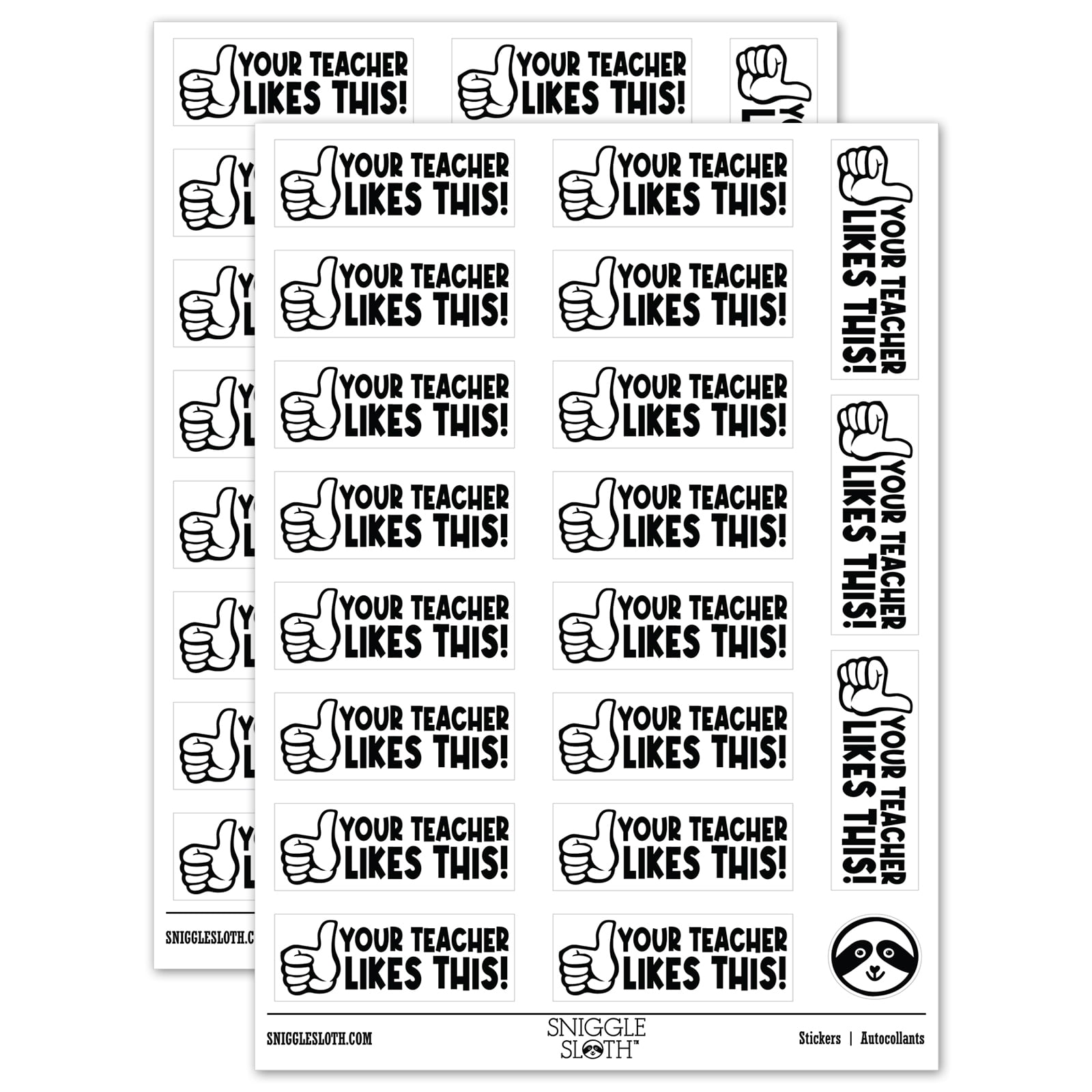 Your Teacher Likes This Thumbs Up Student School Sticker Set - White ...