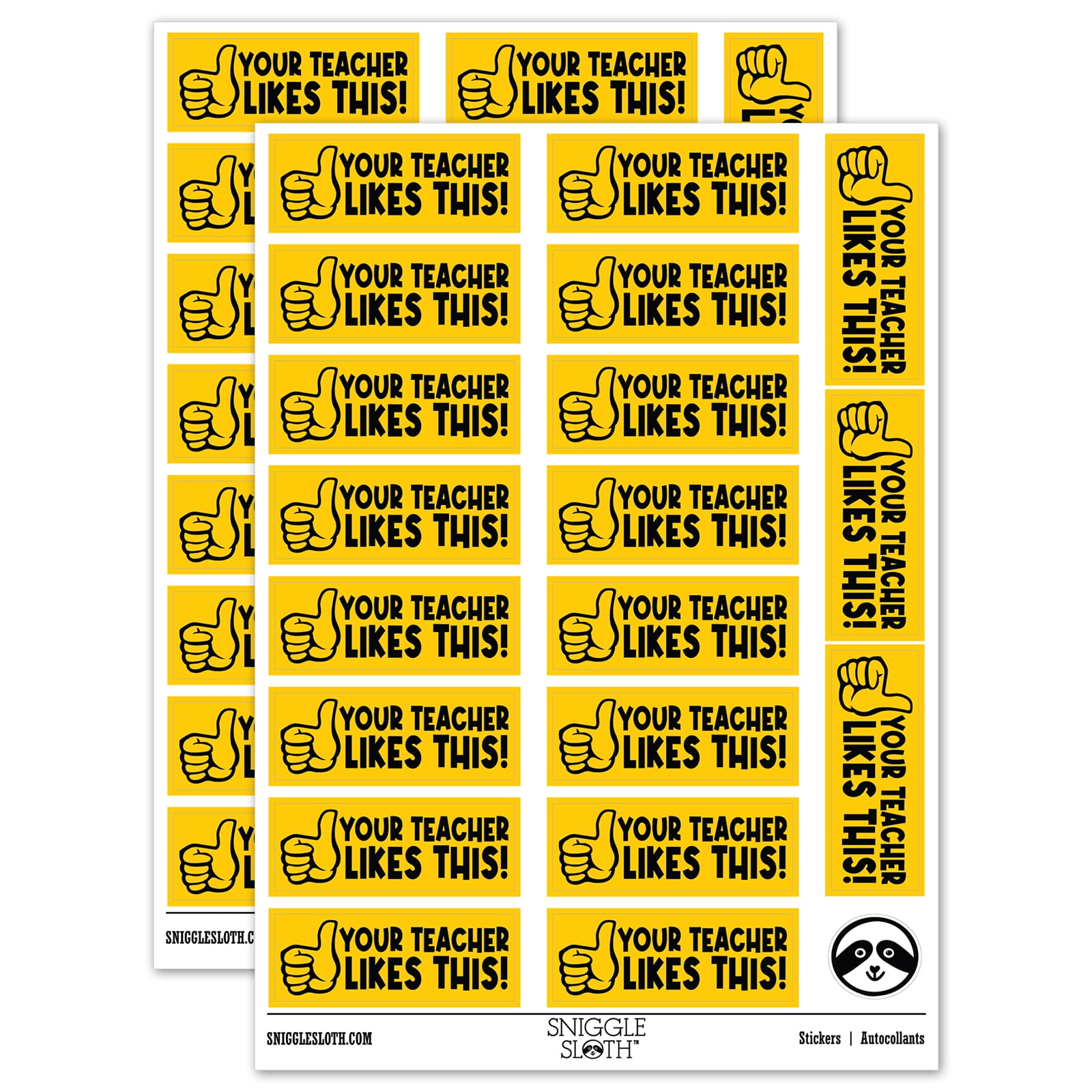 Your Teacher Likes This Thumbs Up Student School Sticker Set - Yellow ...