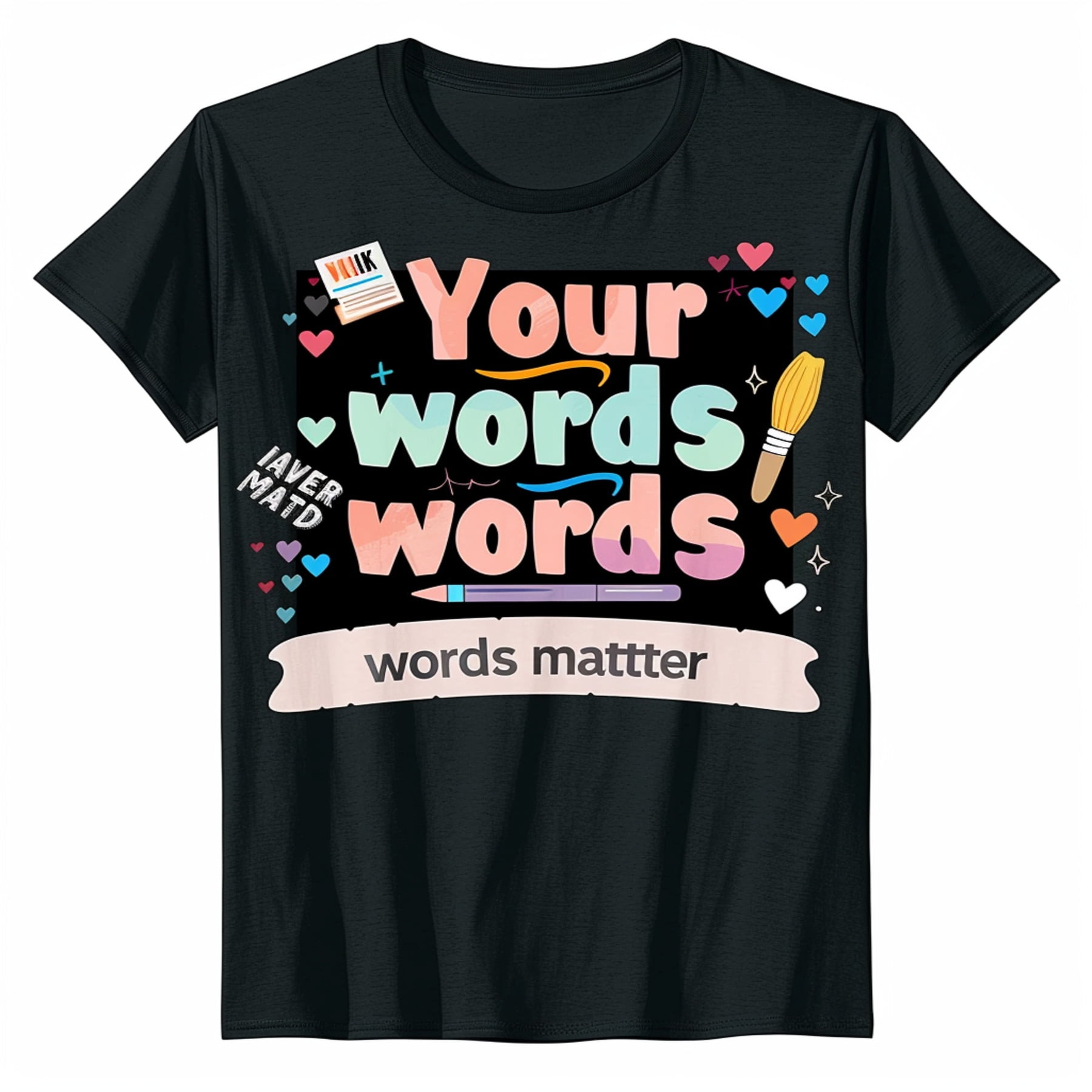 Your Words Matter Painter Style T Shirt Design with AI Brush Hearts ...