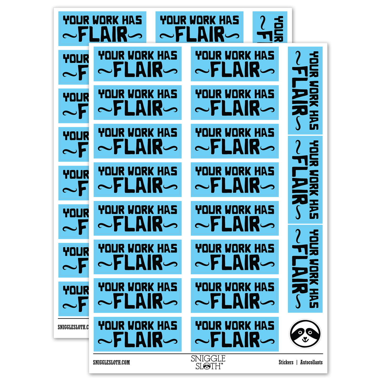 Your Work Has Flair Teacher Student School Sticker Set - Light Blue ...