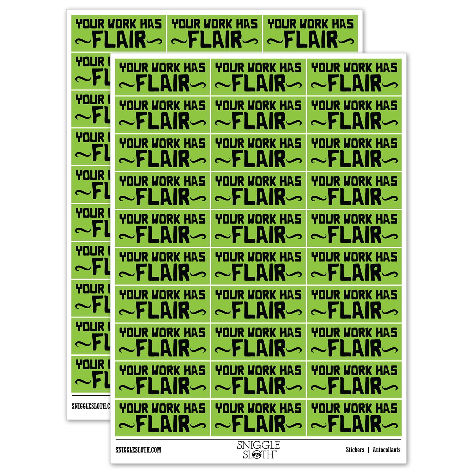 Your Work Has Flair Teacher Student School Sticker Set - Light Green ...