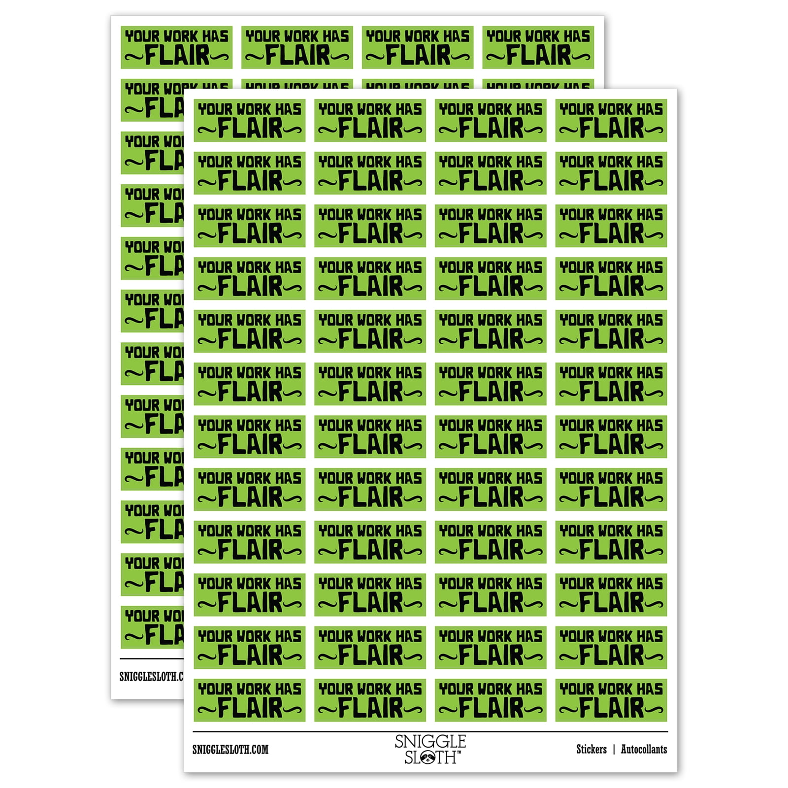 Your Work Has Flair Teacher Student School Sticker Set - Light Green ...