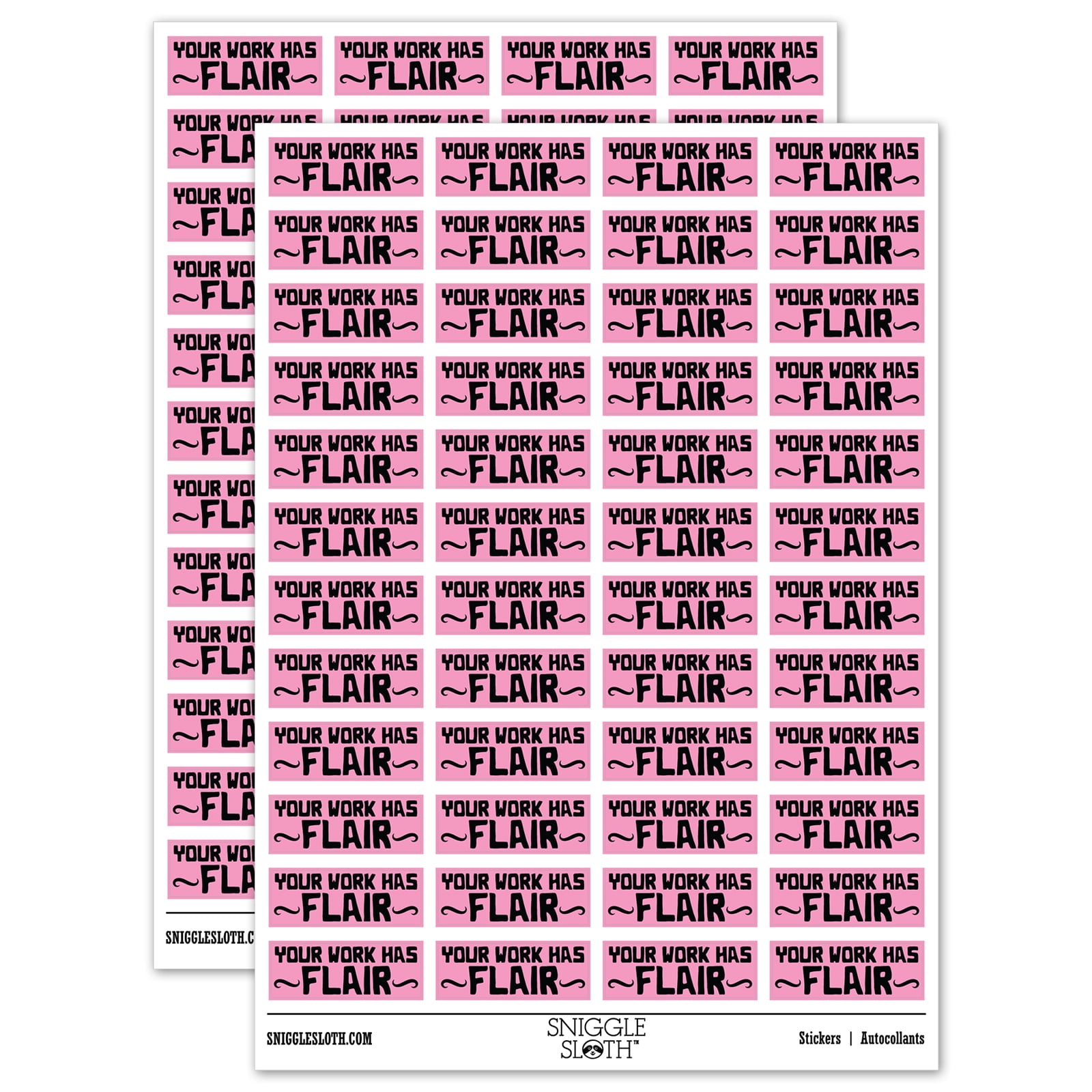 Your Work Has Flair Teacher Student School Sticker Set - Light Pink ...