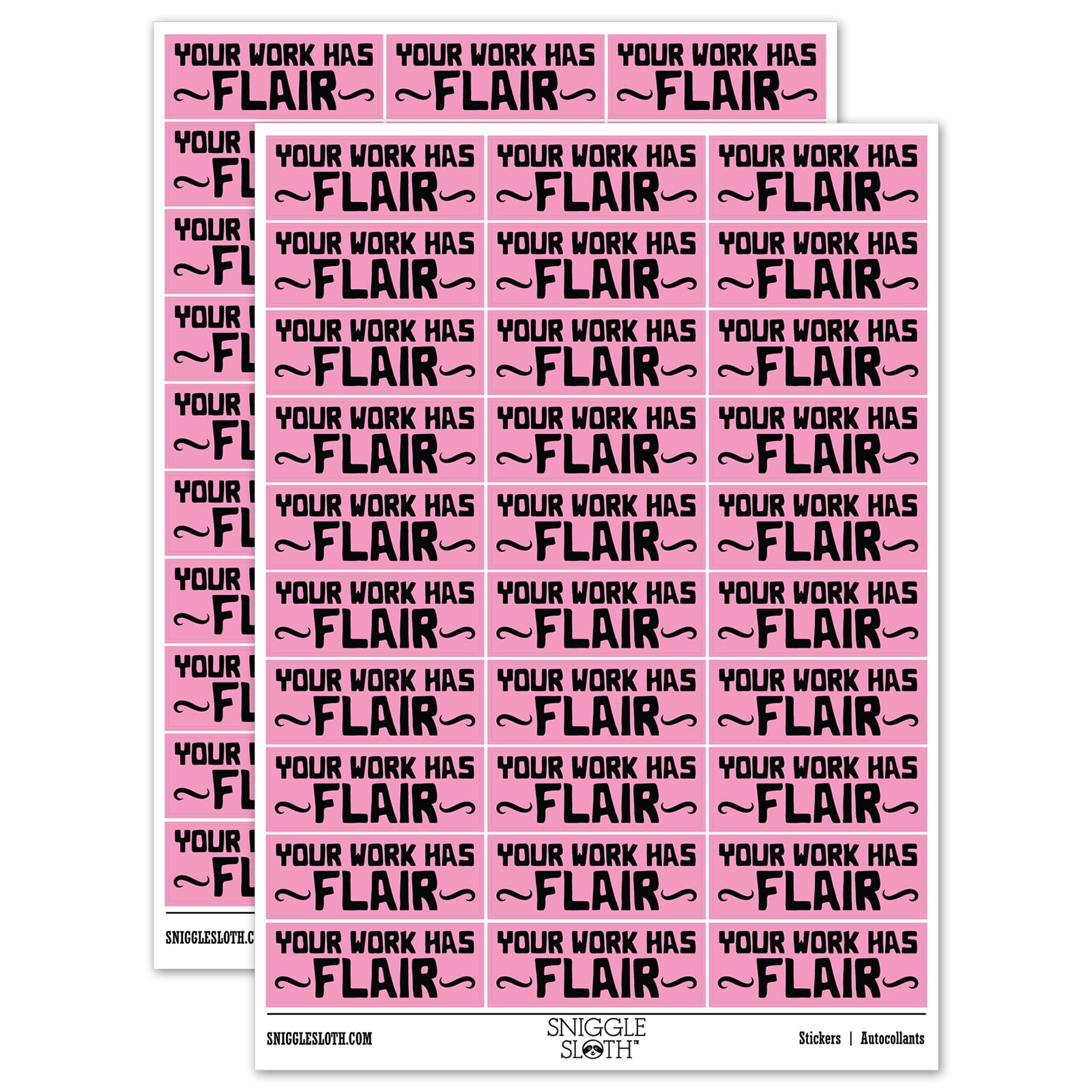 Your Work Has Flair Teacher Student School Sticker Set - Light Pink ...