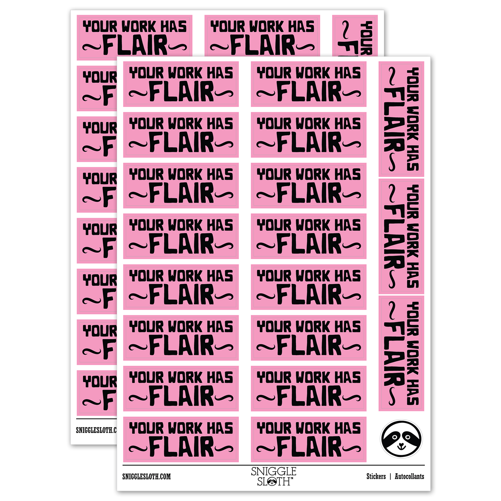 Your Work Has Flair Teacher Student School Sticker Set - Light Pink ...