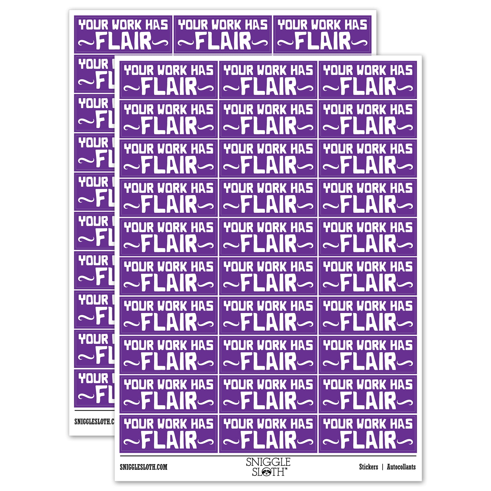 Your Work Has Flair Teacher Student School Sticker Set - Purple - Gloss ...