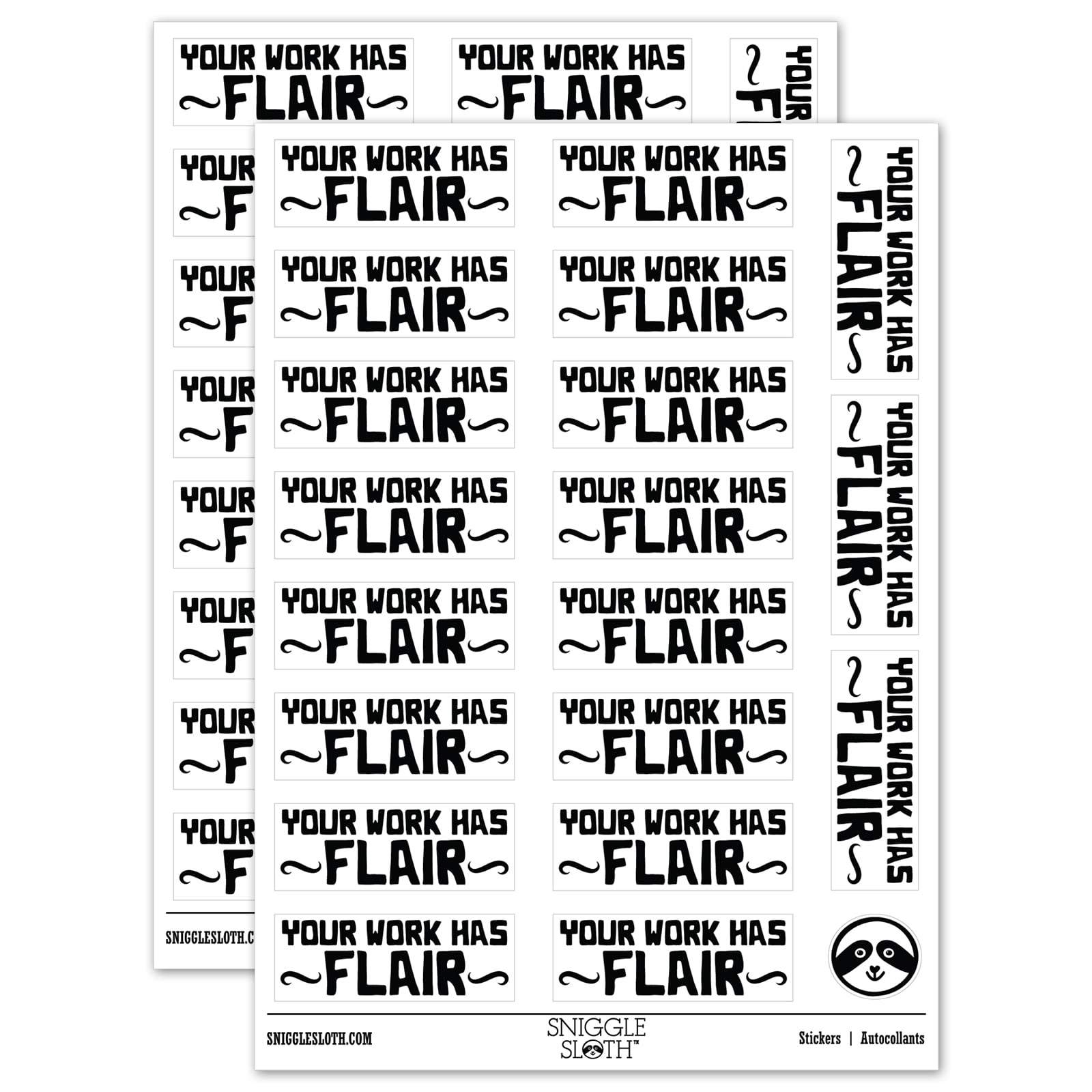 Your Work Has Flair Teacher Student School Sticker Set - White - Matte ...