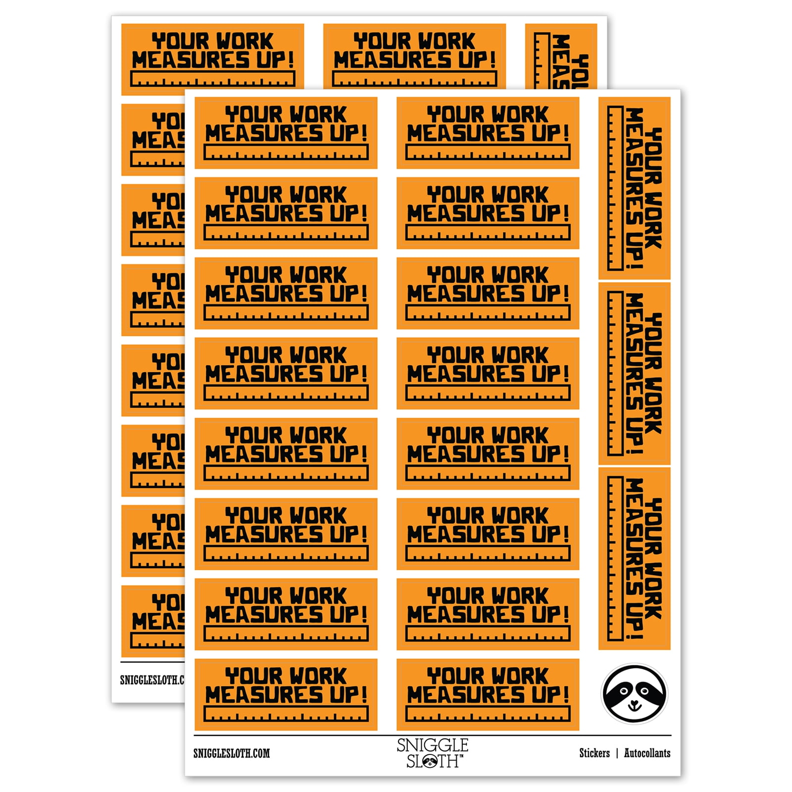 Your Work Measures Up Ruler Teacher Student School Sticker Set - Orange ...