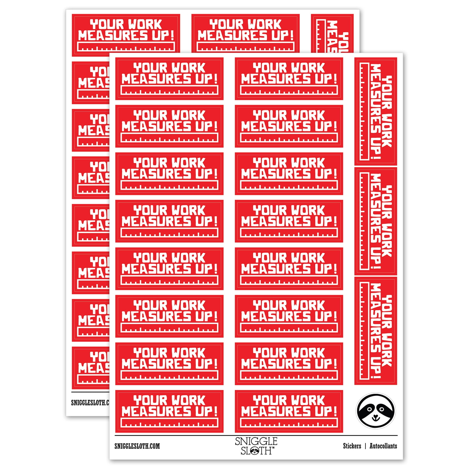 Your Work Measures Up Ruler Teacher Student School Sticker Set - Red ...
