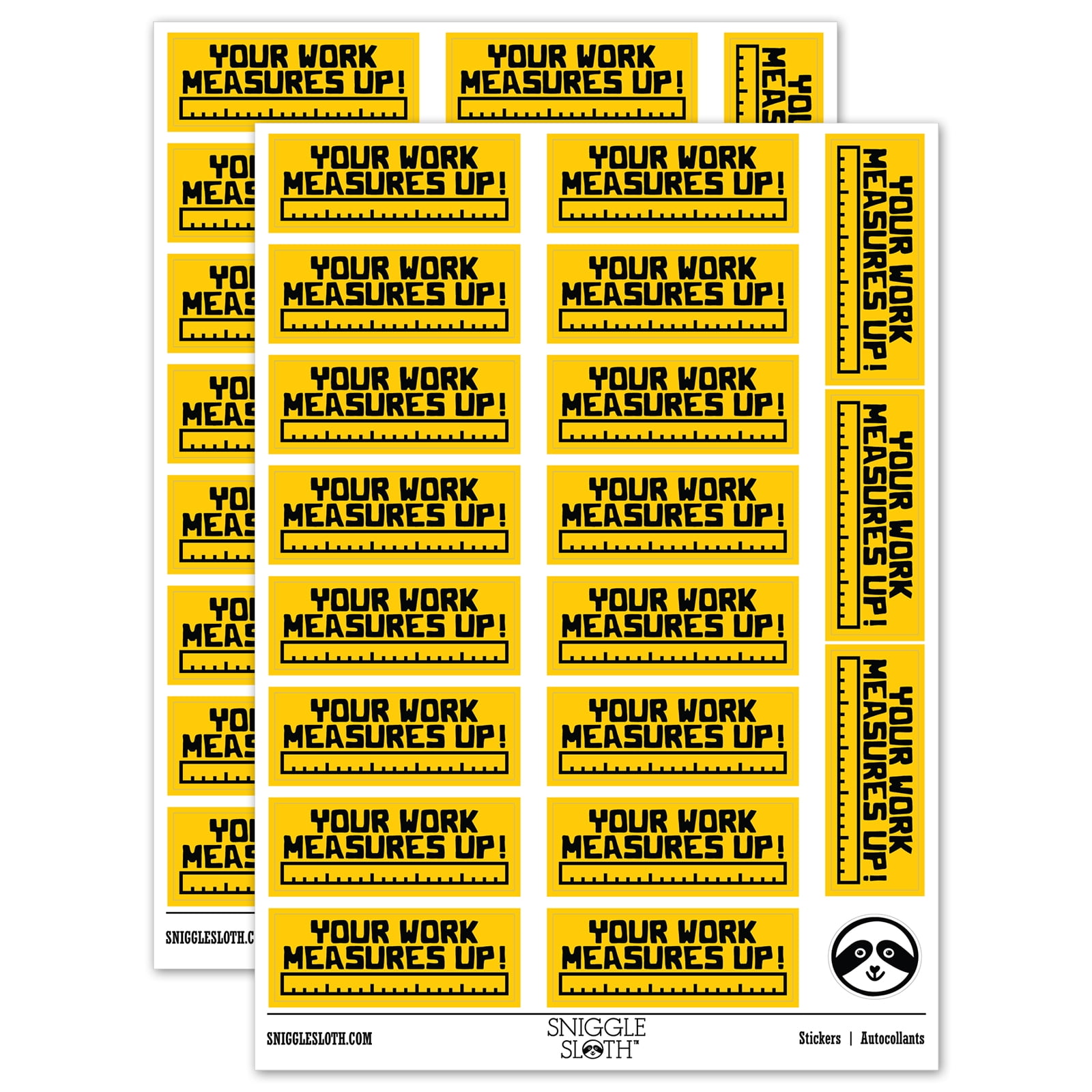 Your Work Measures Up Ruler Teacher Student School Sticker Set - Yellow ...