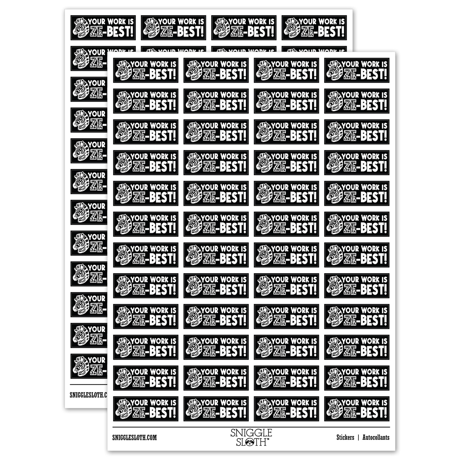 Your Work is Ze-Best Zebra Teacher Student School Sticker Set - Black ...