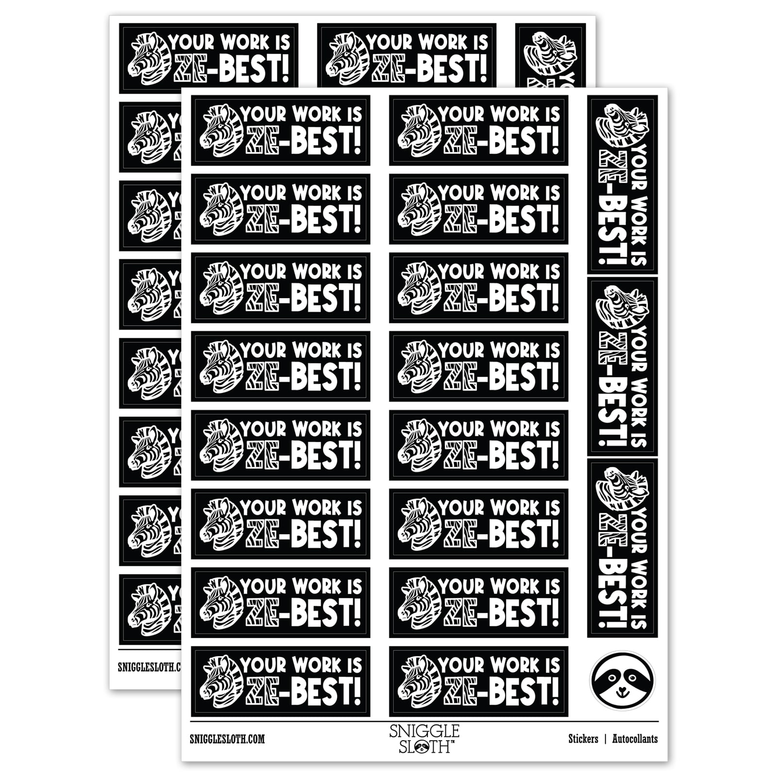 Your Work is Ze-Best Zebra Teacher Student School Sticker Set - Black ...