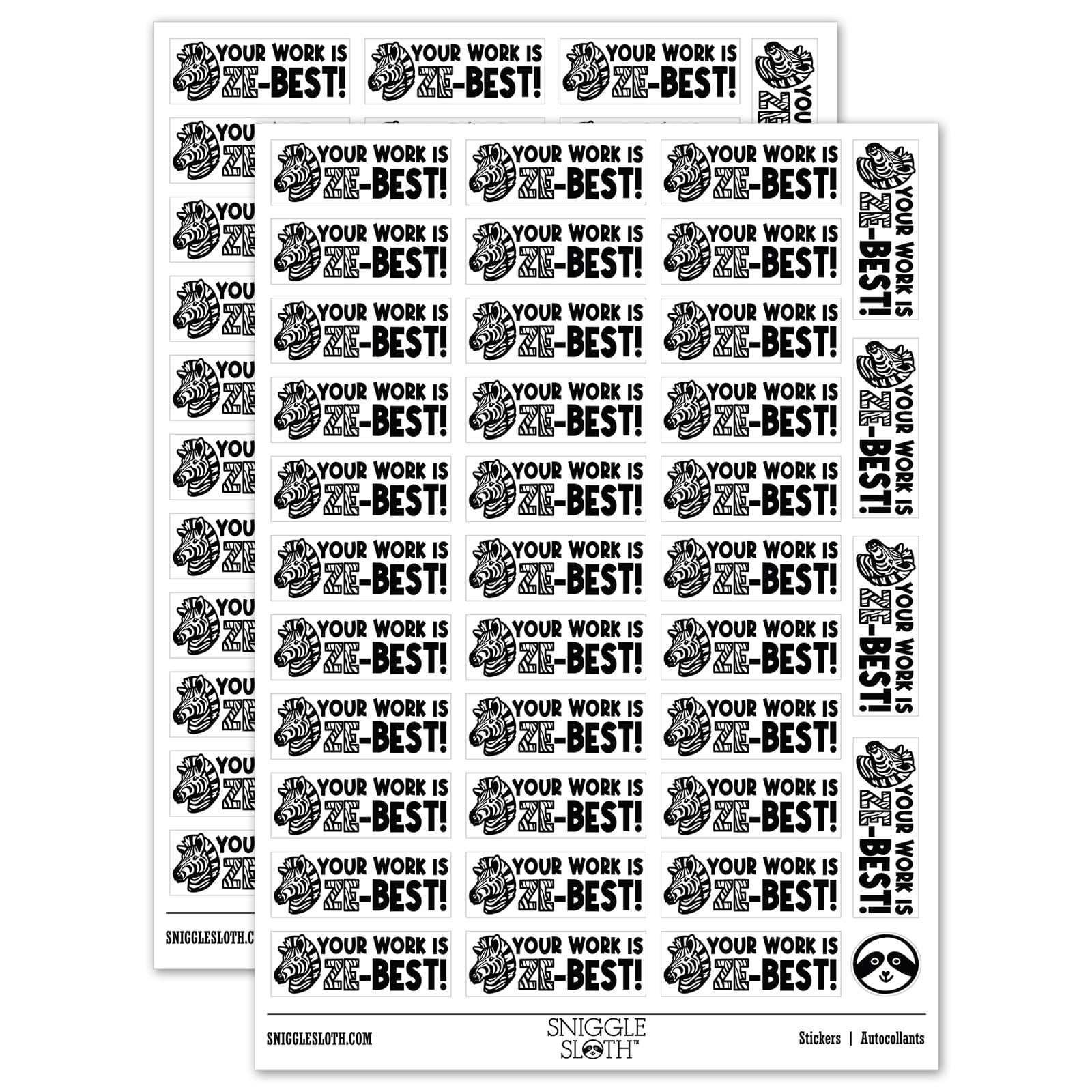 Your Work is Ze-Best Zebra Teacher Student School Sticker Set - White ...