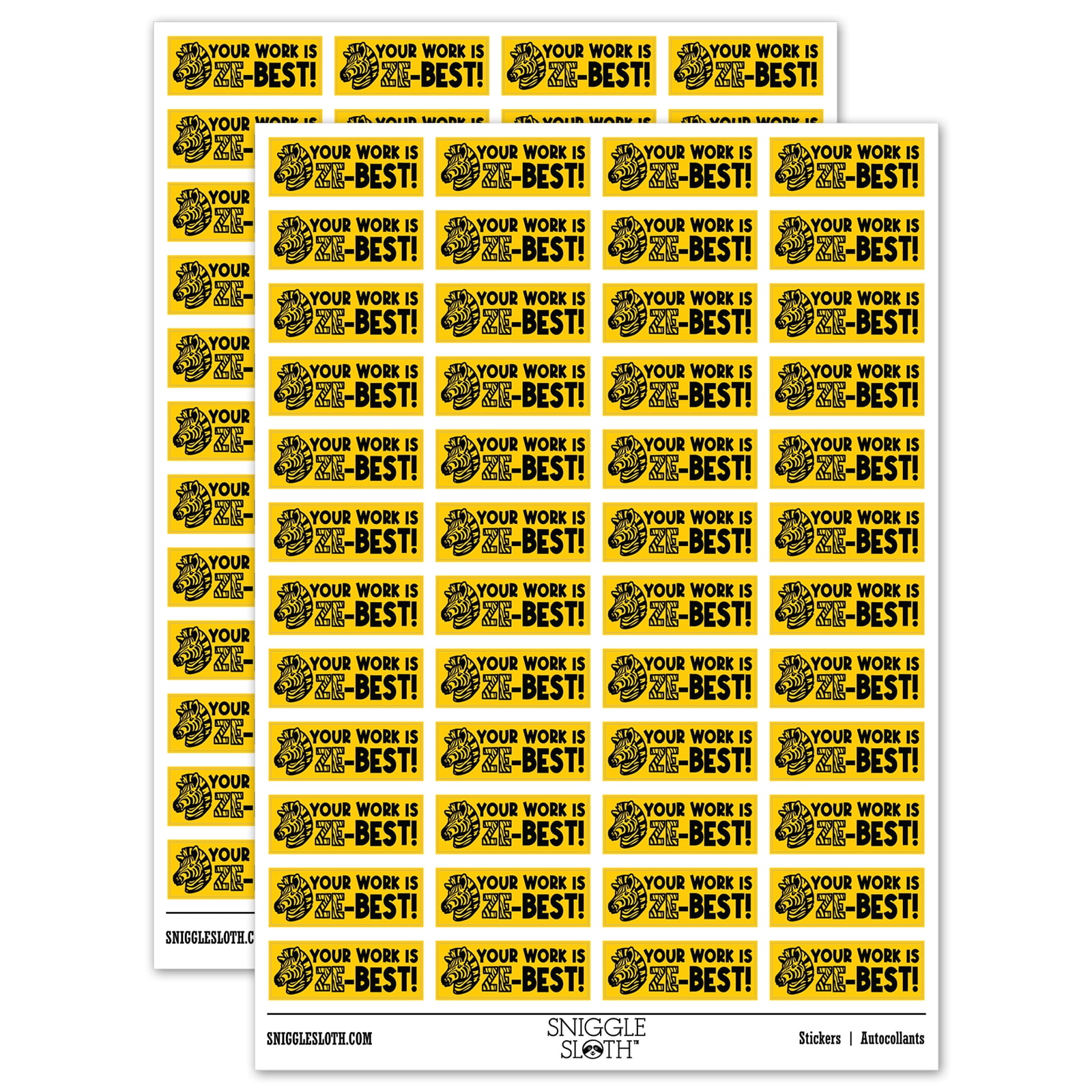 Your Work is Ze-Best Zebra Teacher Student School Sticker Set - Yellow ...