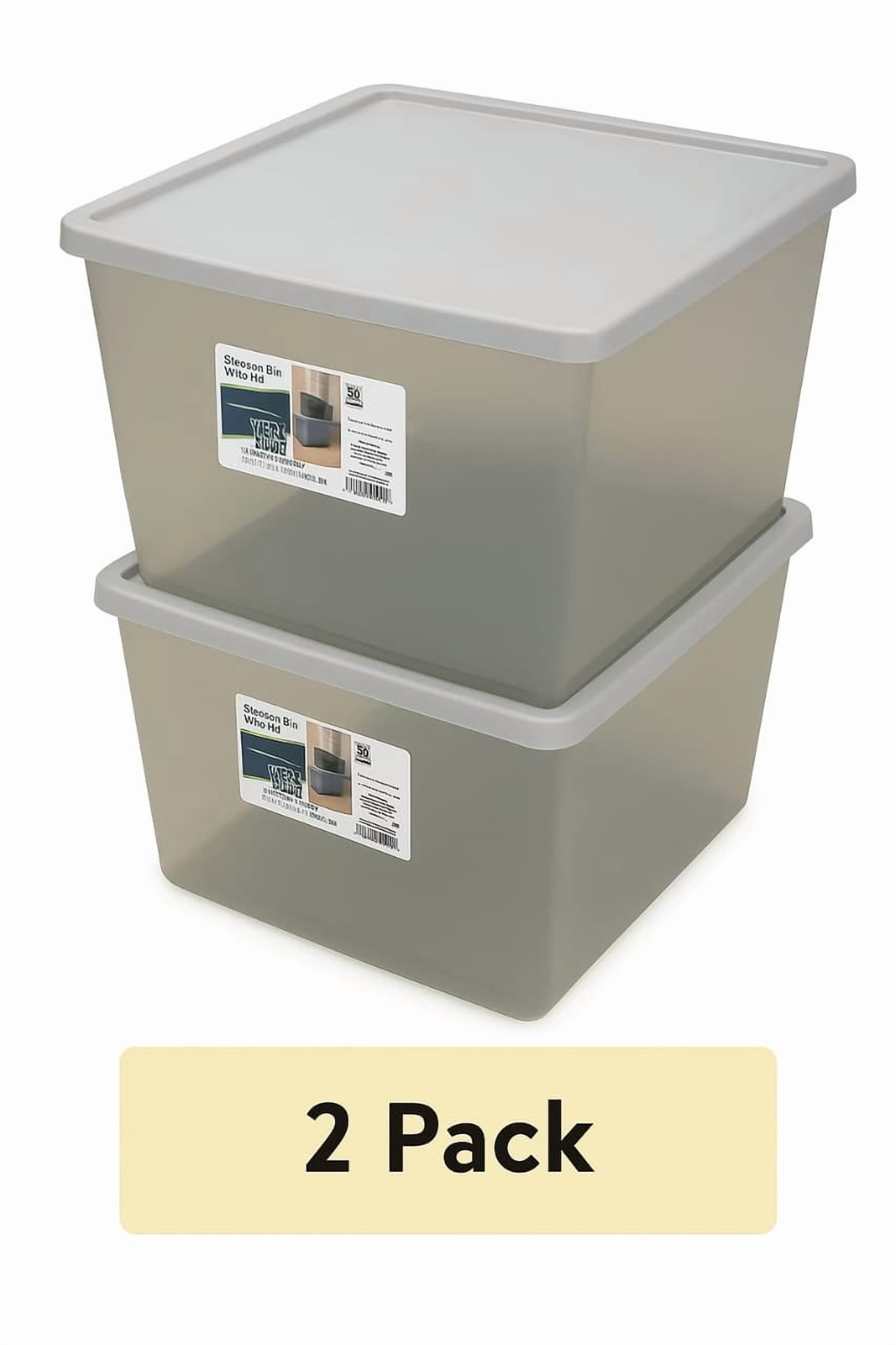 Your Zon Large Tinted Clear Plastic Stacking Storage Bin with Lid, Grey ...
