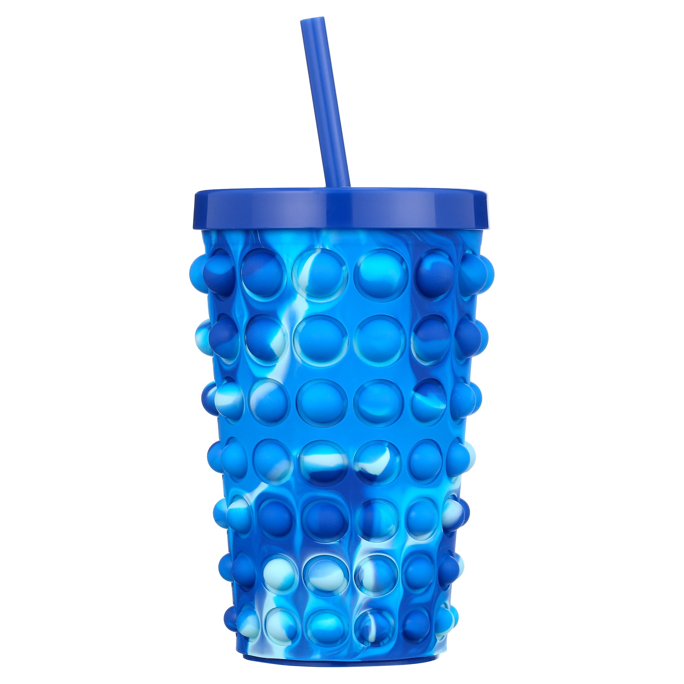 Your Zone 16 oz Popit Water Tumbler, Blue, Silicone Bubble Sleeve ...