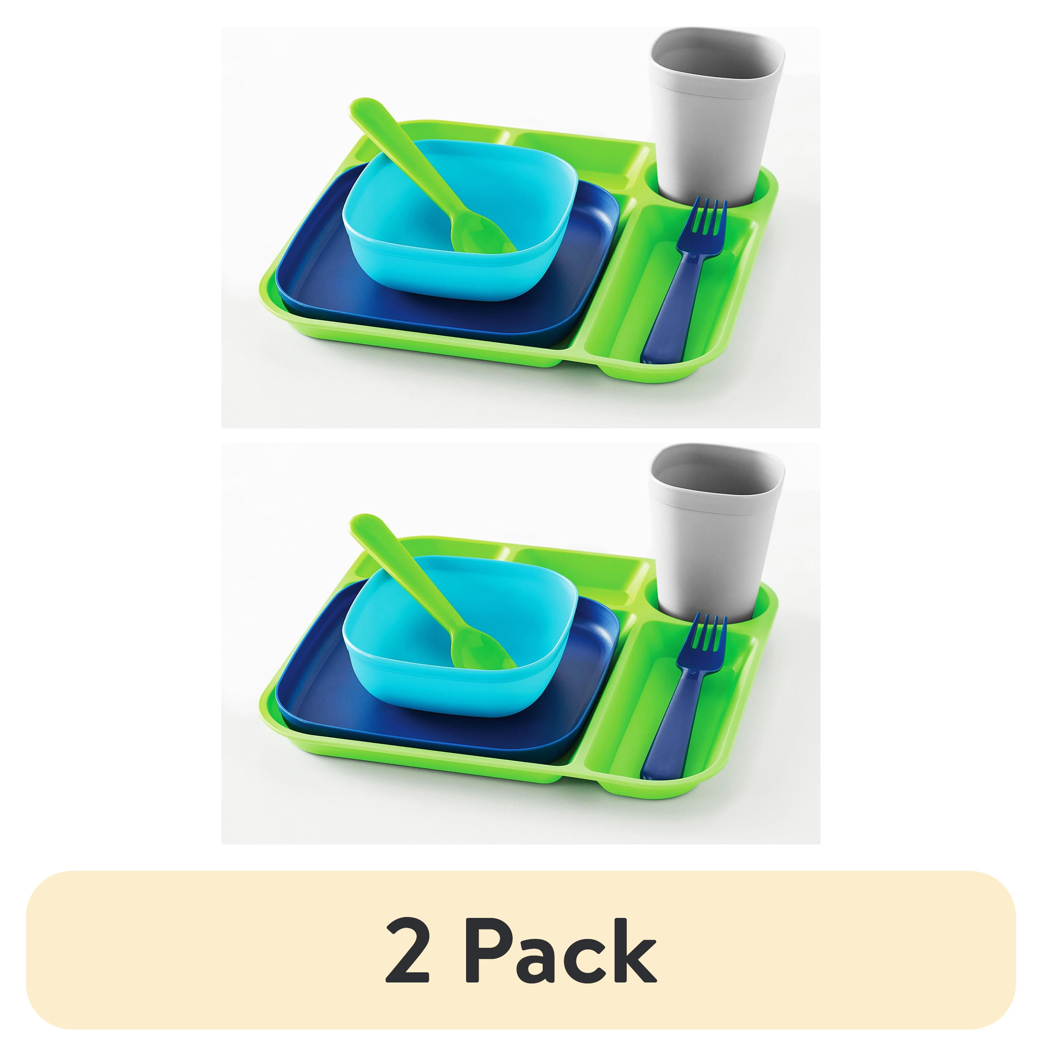 (2 pack) Your Zone 24 Piece Plastic Dinnerware Set for Kids with 4 each ...