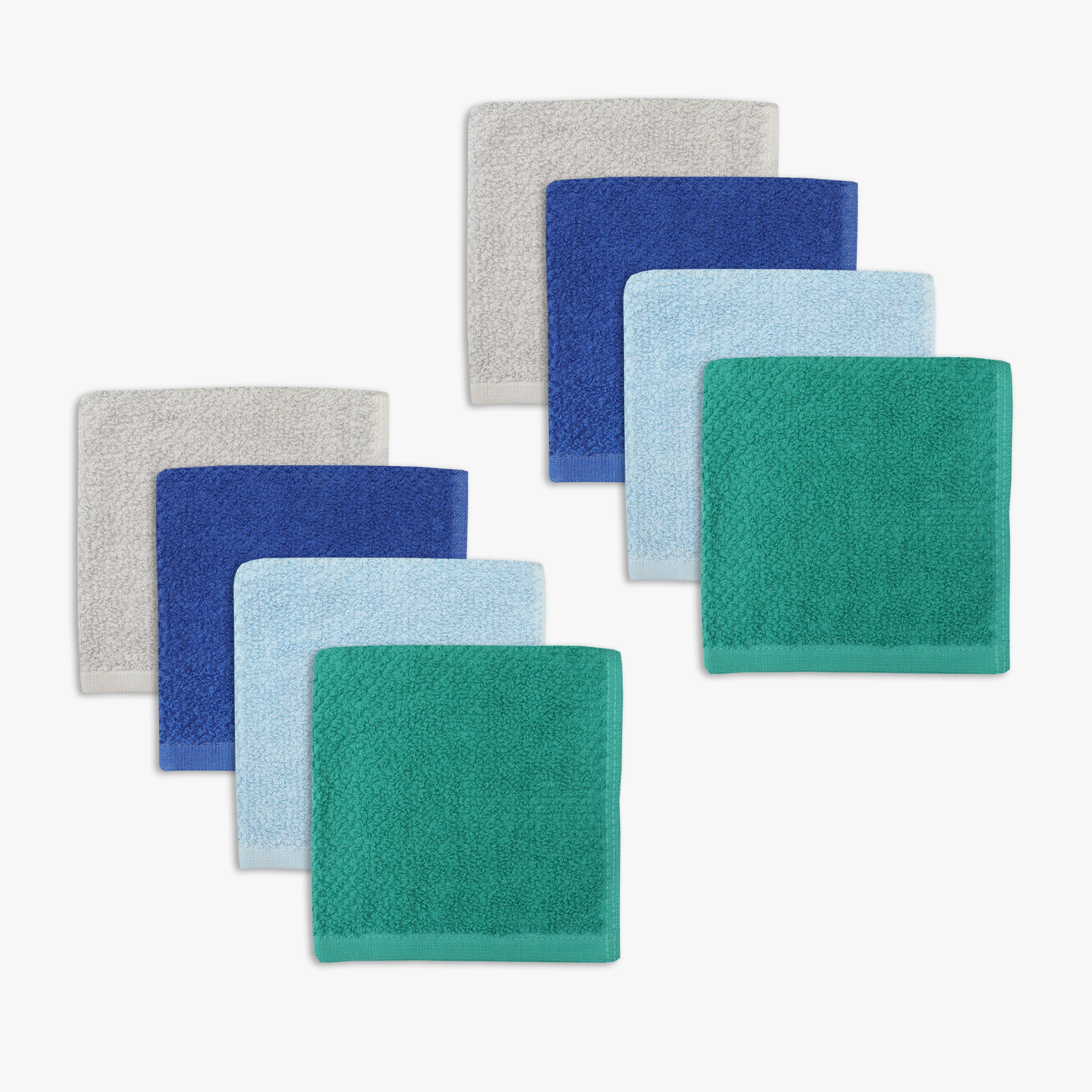 Your Zone 8 Pack Kids Wash Cloths Cotton Blended Fabric, Blue, Teal ...
