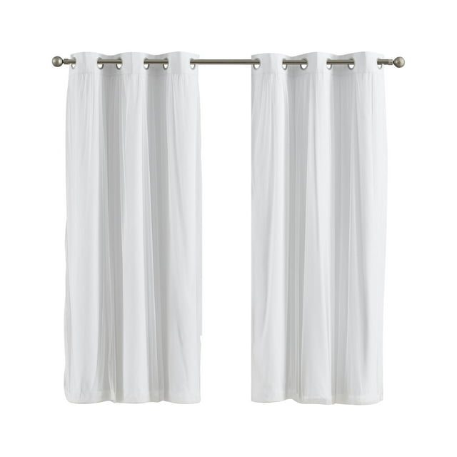 Your Zone Blackout Curtain Panel with Sheer Overlay, 1 Panel, White, 37 ...