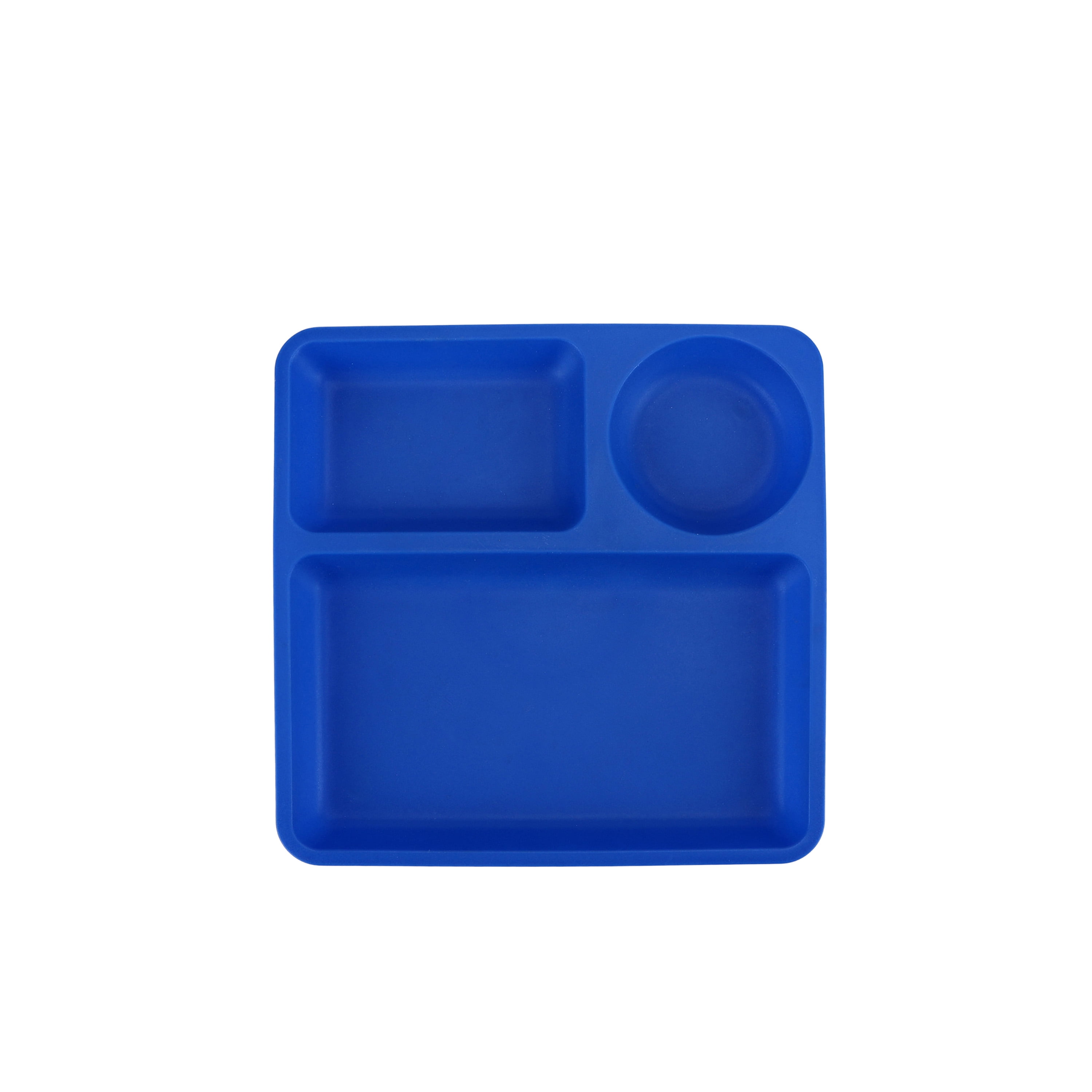 Your Zone Blue Divided Plastic Square Tray Plate, Single Piece ...