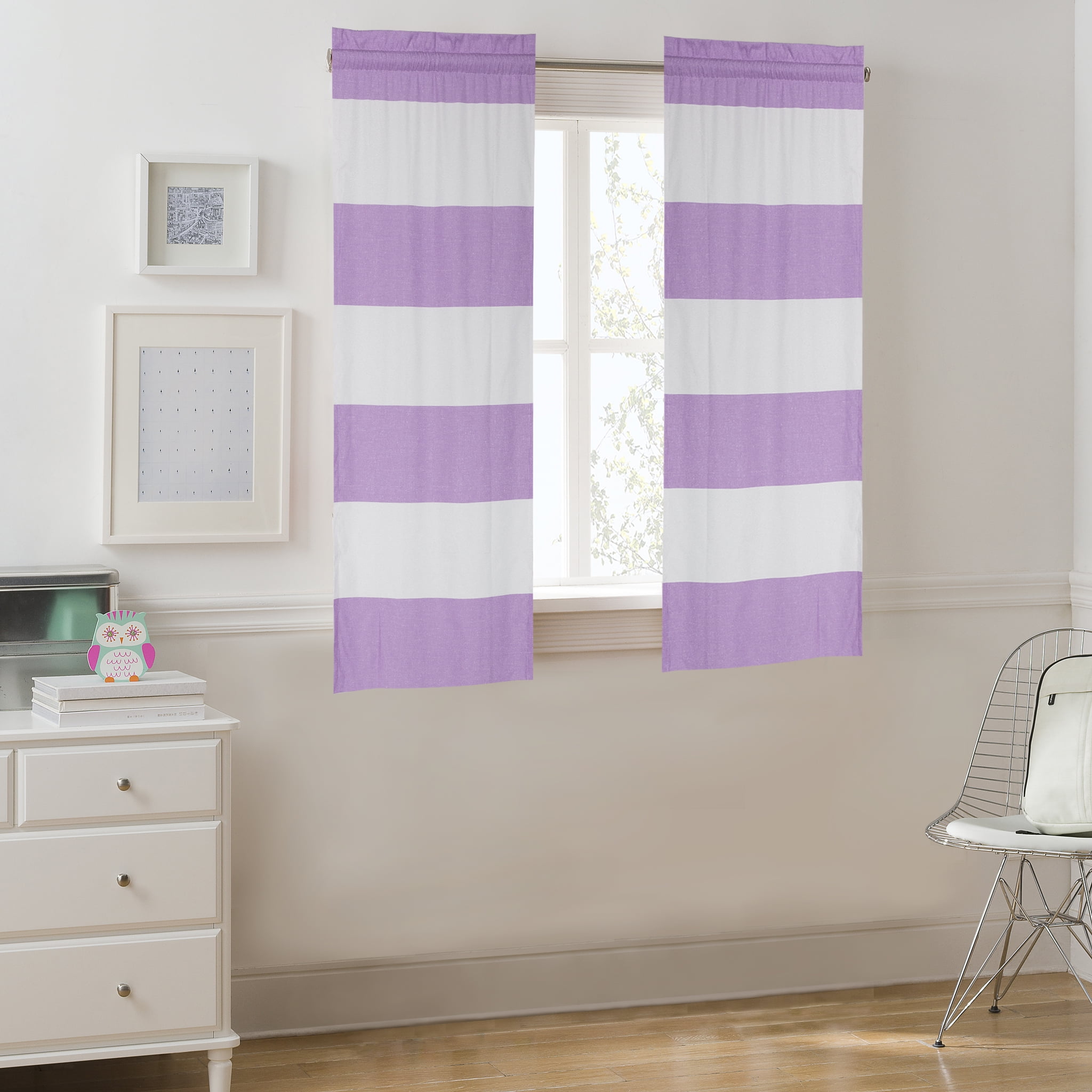 Your Zone Cabana Stripe Curtain Panel, Set of 2 - Walmart.com